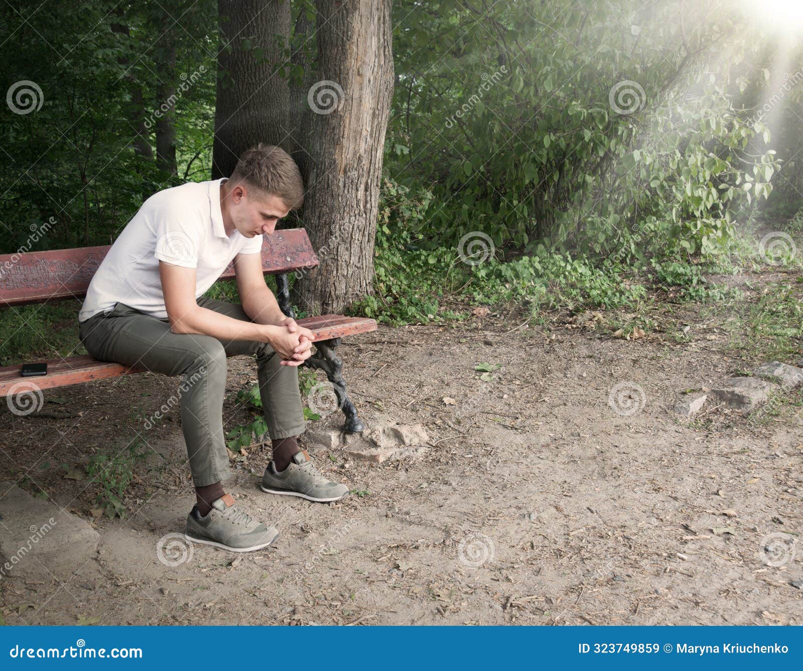 Sad Men Sitting on the Bench Stock Image - Image of human, park: 323749859