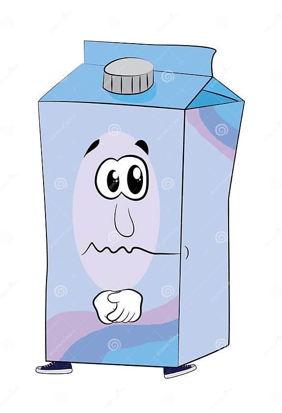 Sad milk cartoon stock illustration. Illustration of milk - 48766672