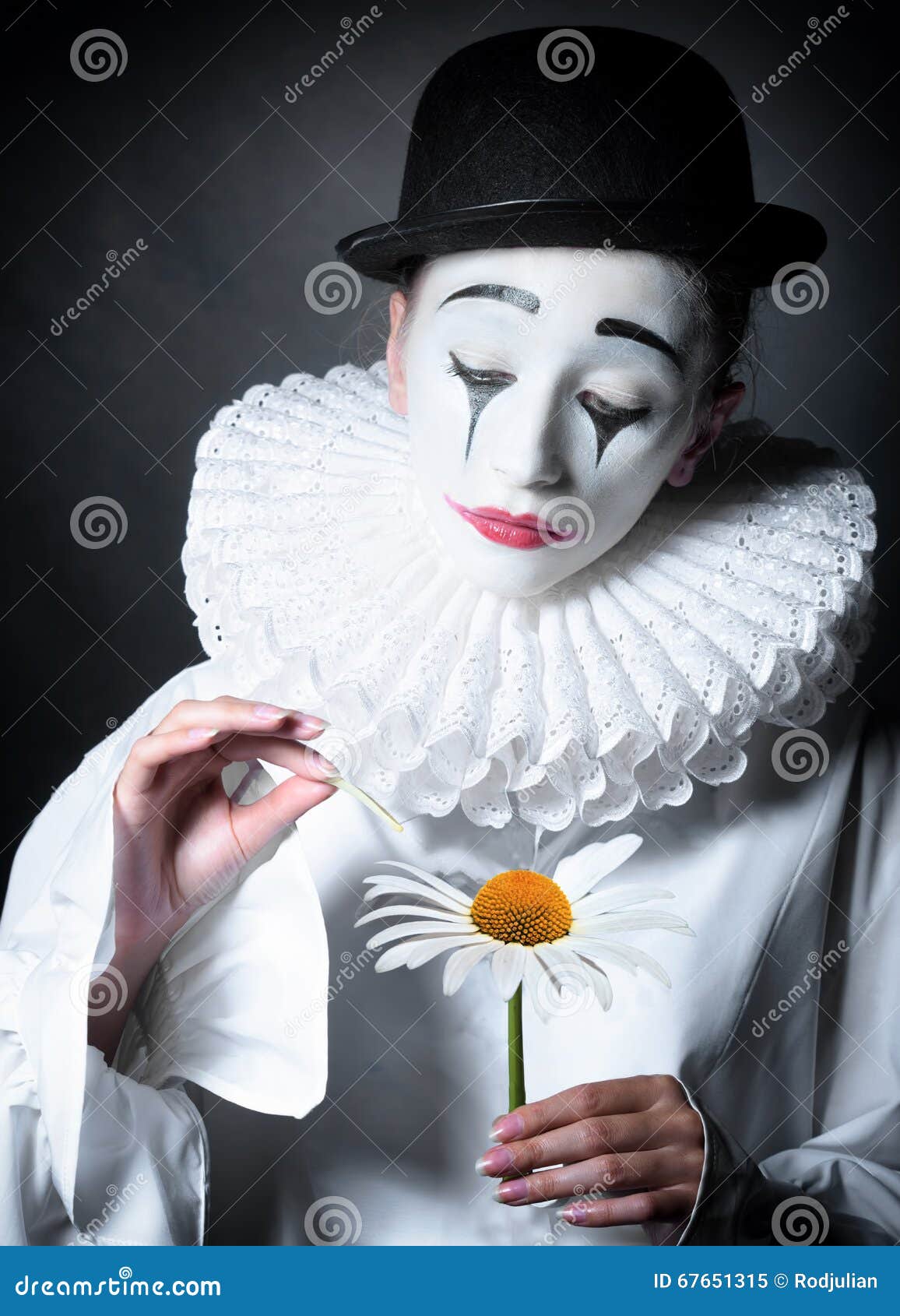 Sad mime Pierrot stock image. Image of emotion, paint - 67651315