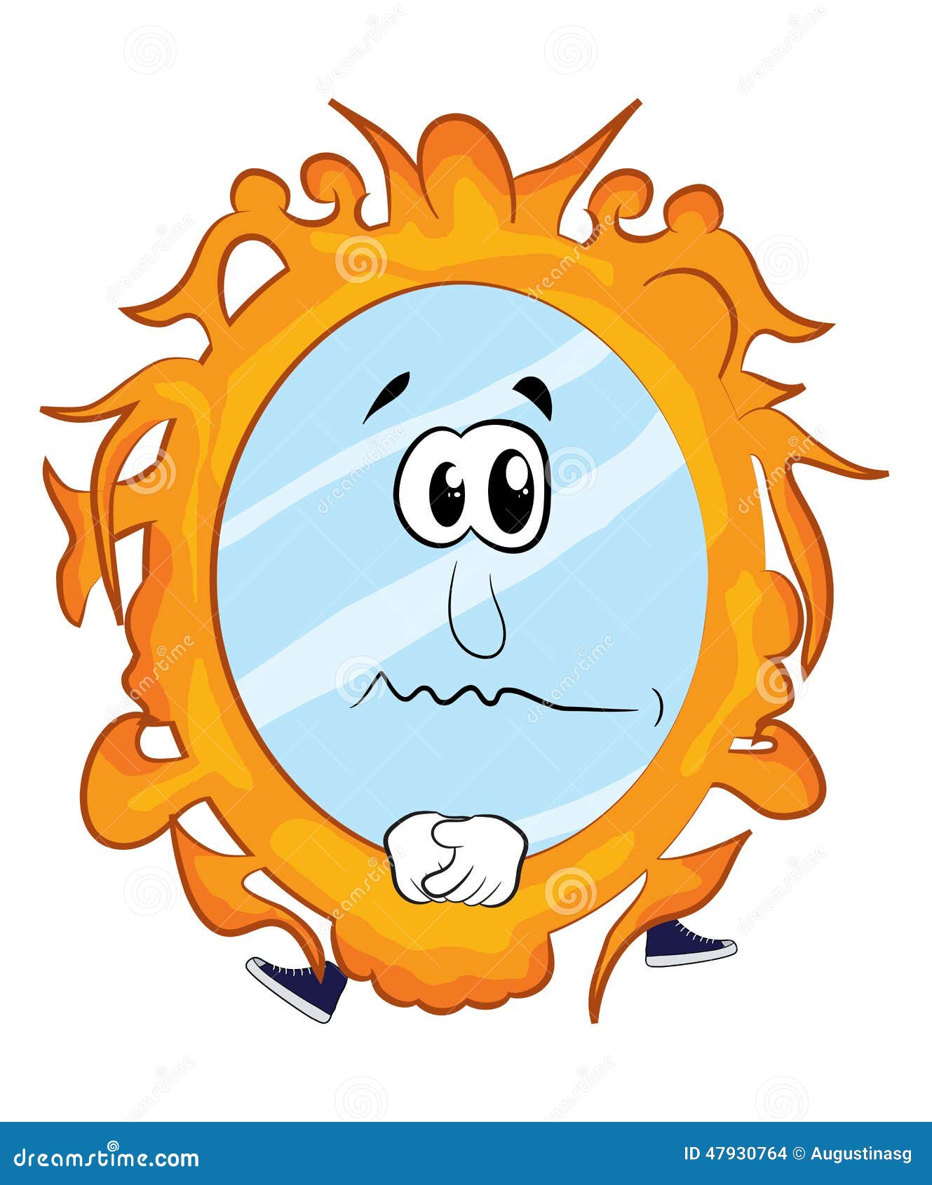 Sad mirror cartoon stock illustration. Illustration of golden - 47930764