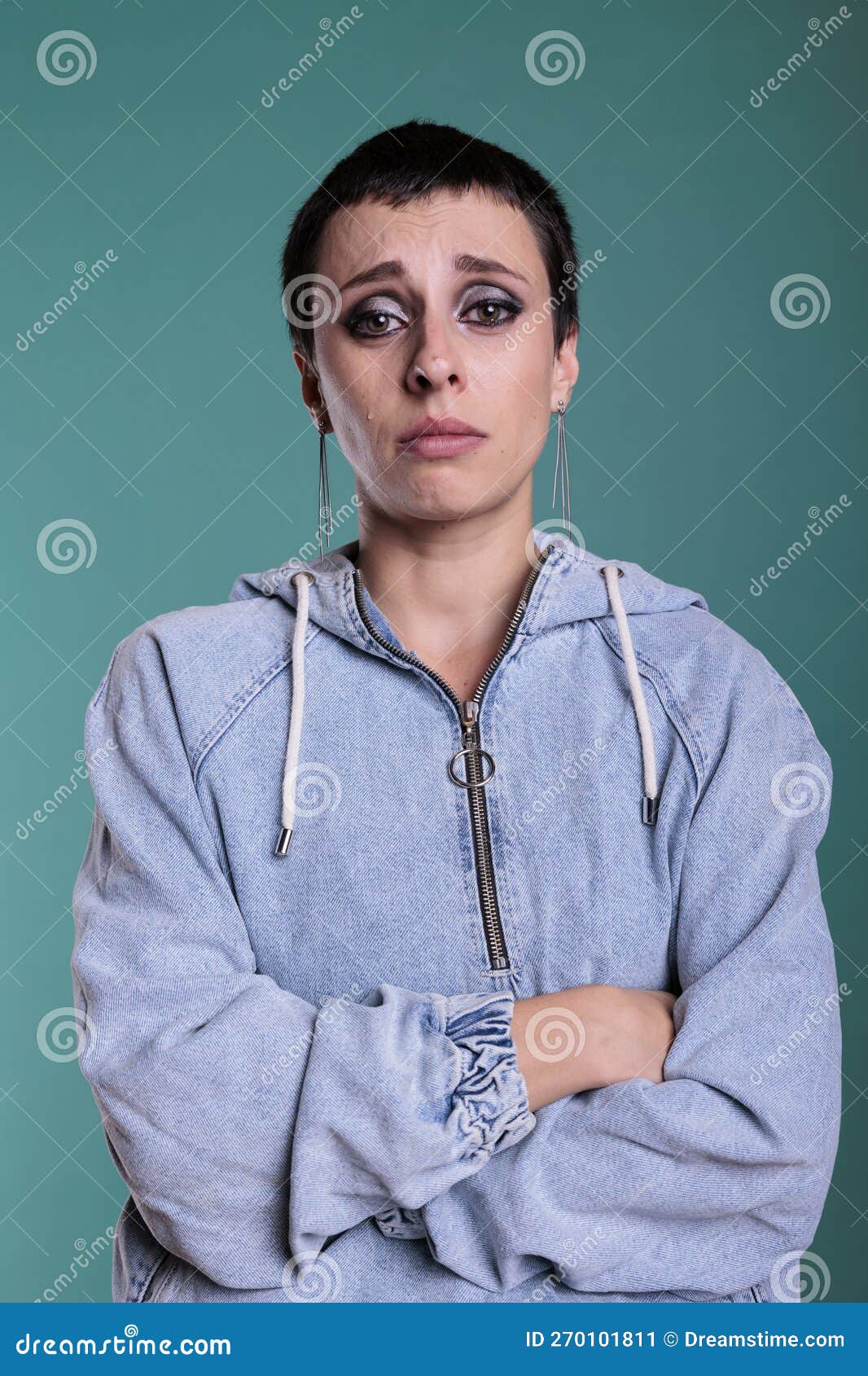 Sad Miserable Woman Crying in Front of Camera Having Negative ...