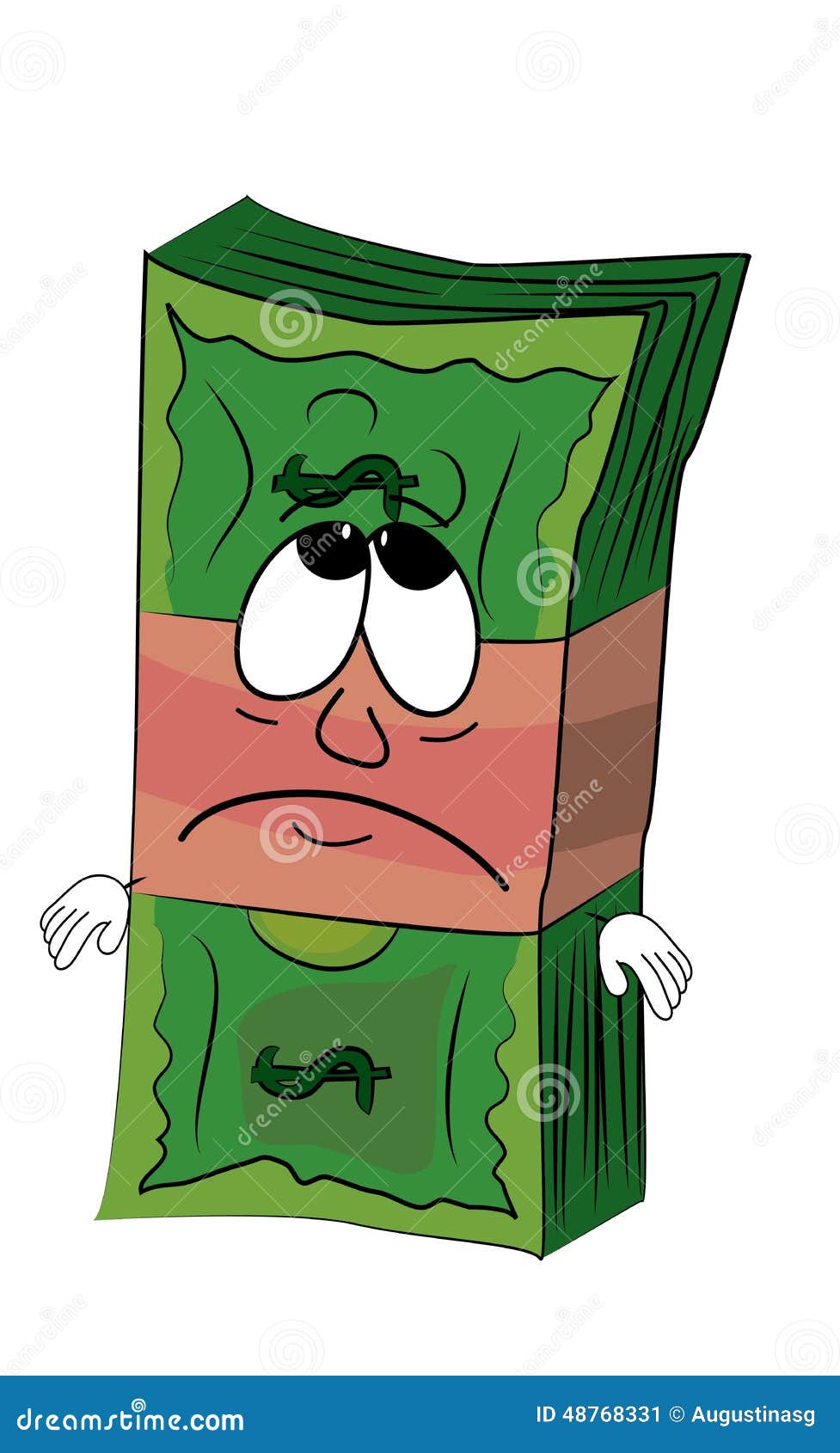 Sad money cartoon stock illustration. Illustration of object - 48768331