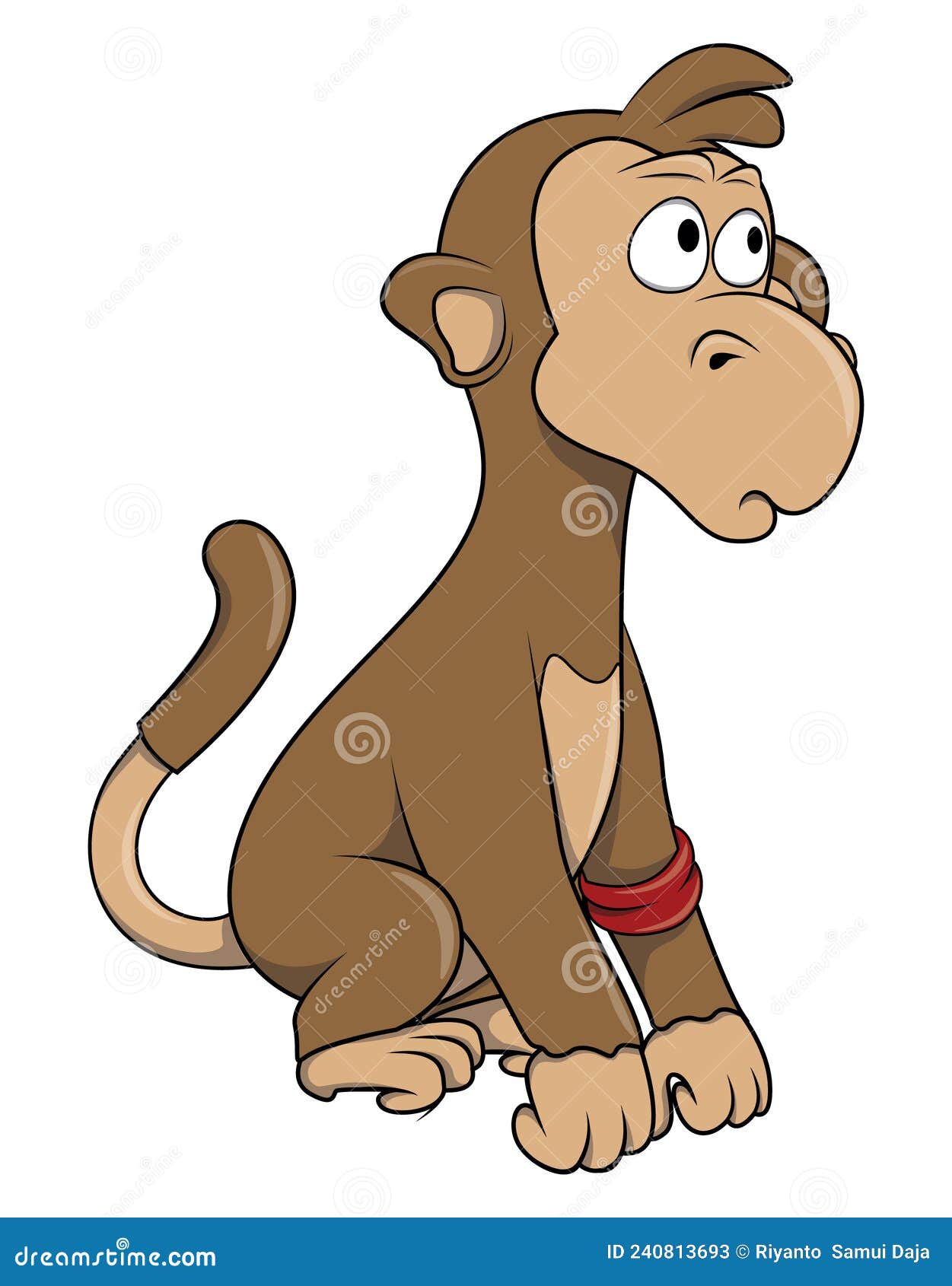 Sad Monkey Cartoon Color Illustration Stock Vector - Illustration of ...
