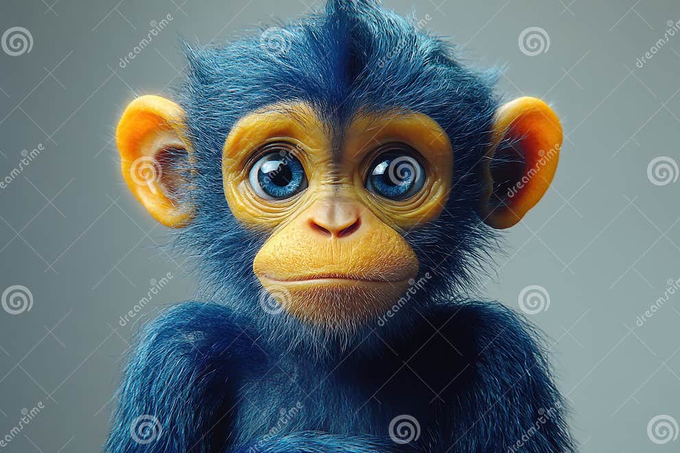 A Sad Monkey Highlighted on a White Background Stock Photo - Image of ...