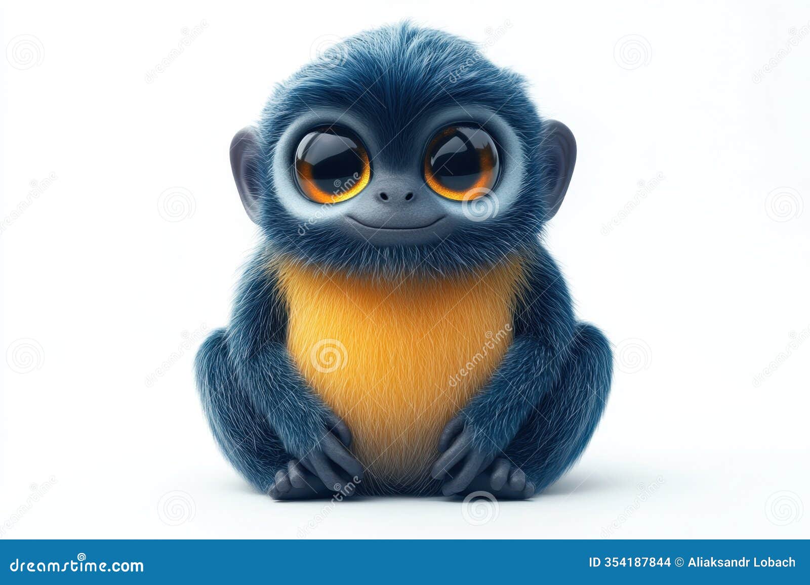 A Sad Monkey Highlighted on a White Background. 3d Illustration Stock ...