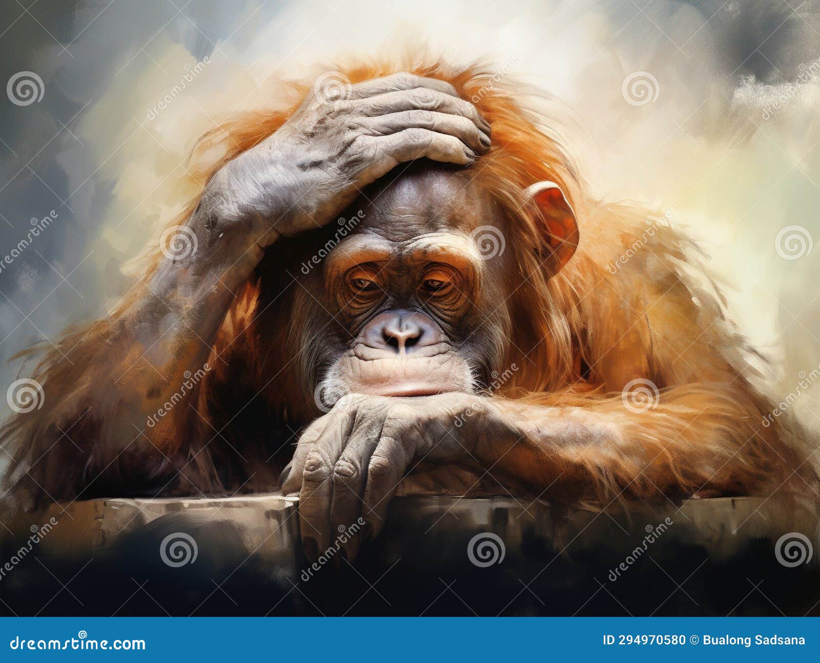 Sad Monkey Made with Generative AI Illustration Stock Illustration ...