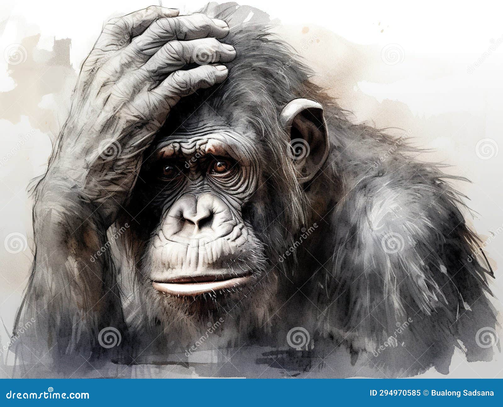 Sad Monkey Made with Generative AI Illustration Stock Illustration ...