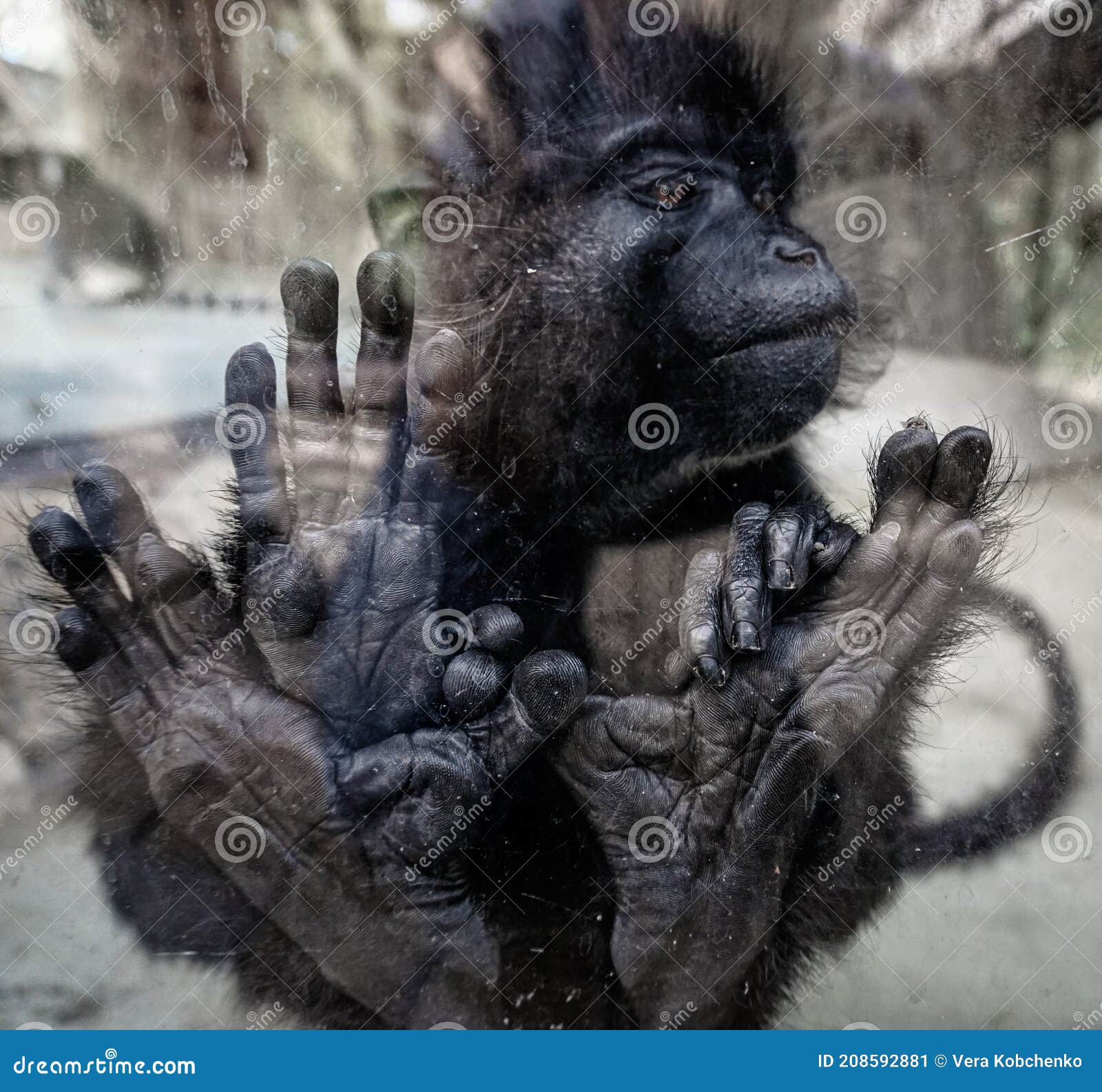 A sad monkey stock image. Image of primate, wildlife - 208592881