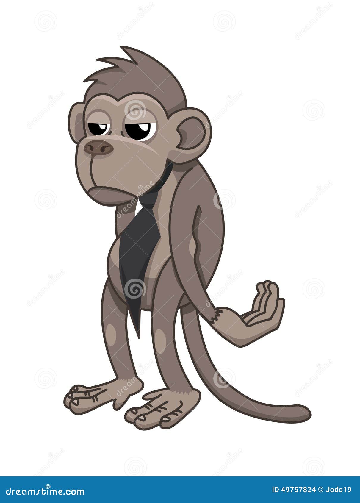Sad monkey in a tie stock vector. Illustration of calendar - 49757824