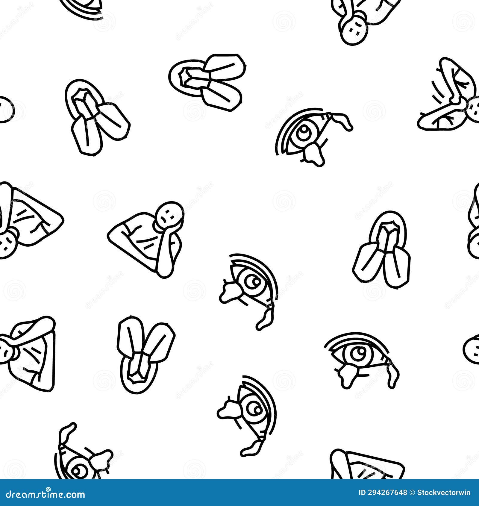Sad Mood Emotion Face Vector Seamless Pattern Stock Illustration ...