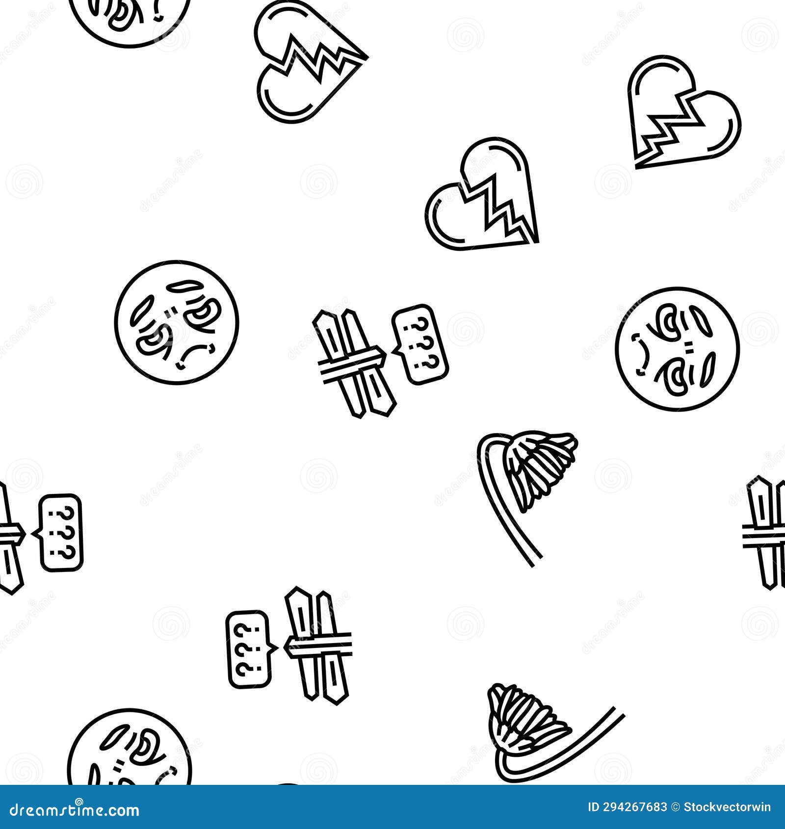 Sad Mood Emotion Face Vector Seamless Pattern Stock Vector ...