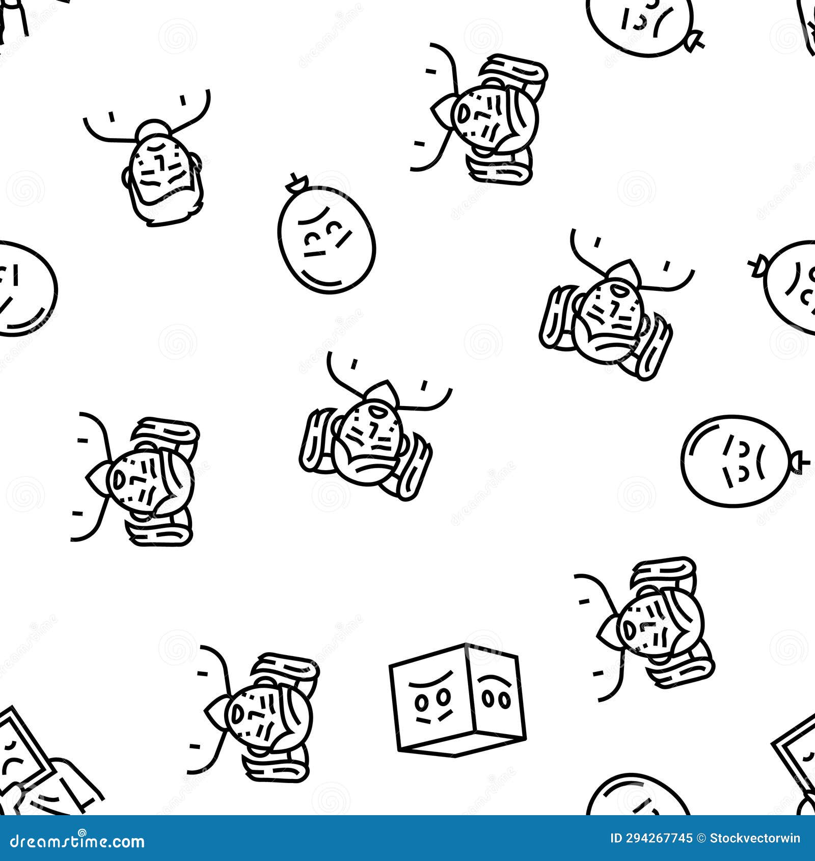 Sad Mood Emotion Face Vector Seamless Pattern Stock Vector ...