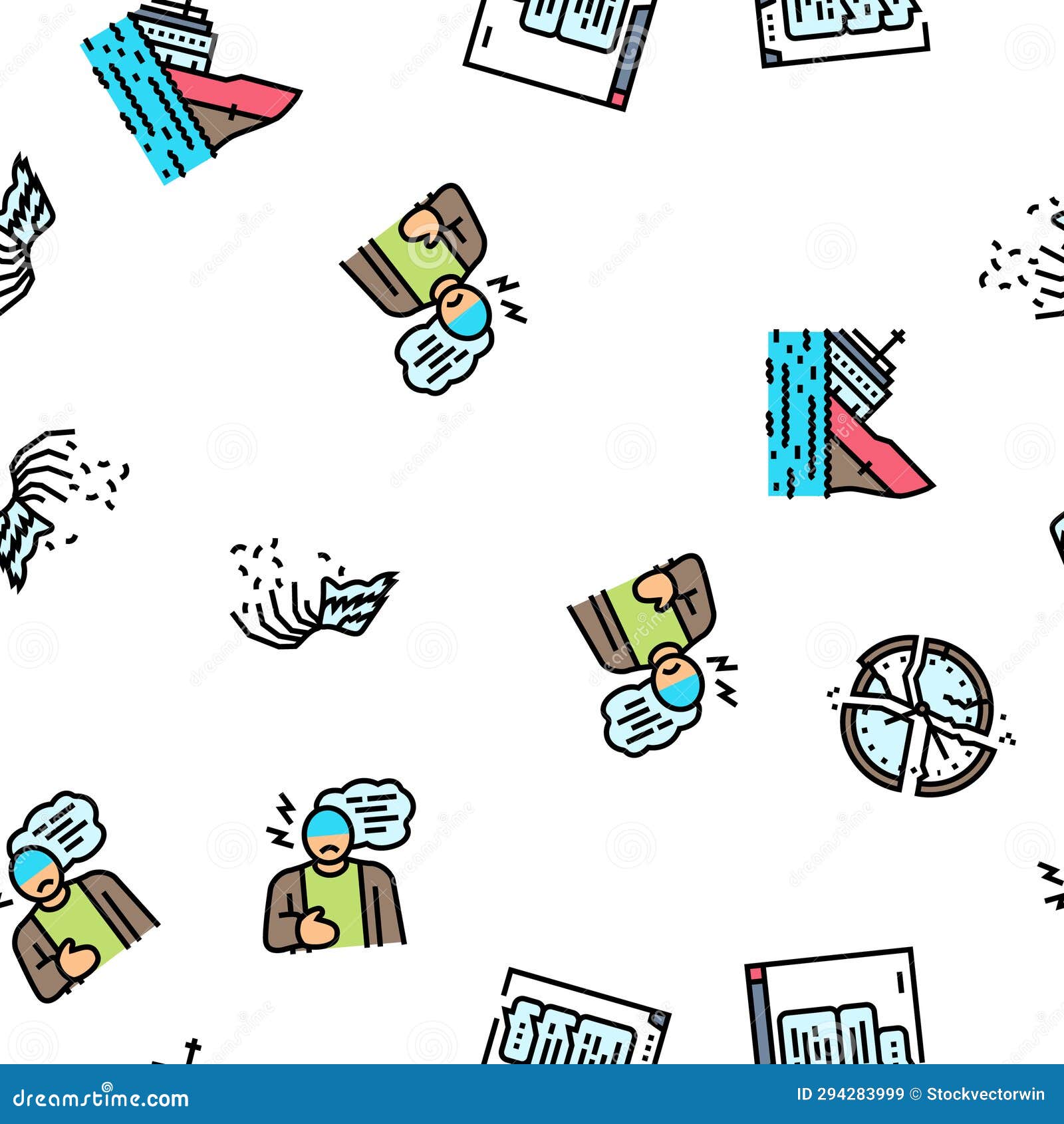 Sad Mood Emotion Face Vector Seamless Pattern Stock Vector ...