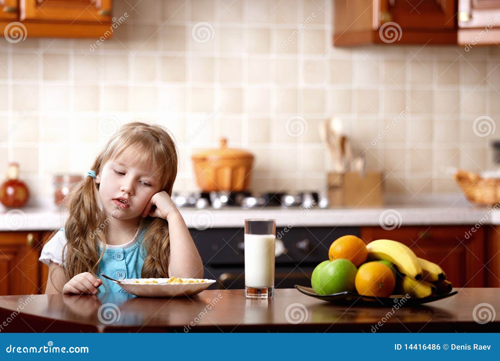 Sad morning stock photo. Image of preschooler, kitchen - 14416486
