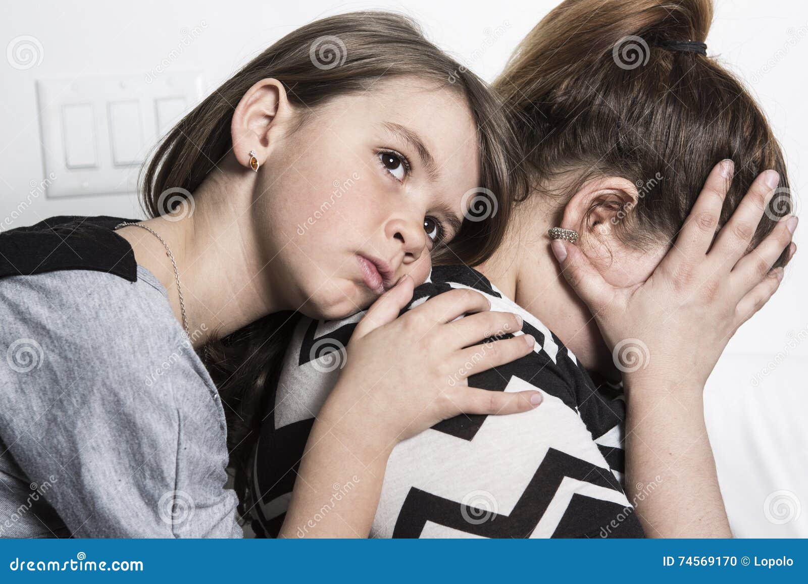 Sad Mother Consoling by His Child Stock Photo - Image of depressed ...