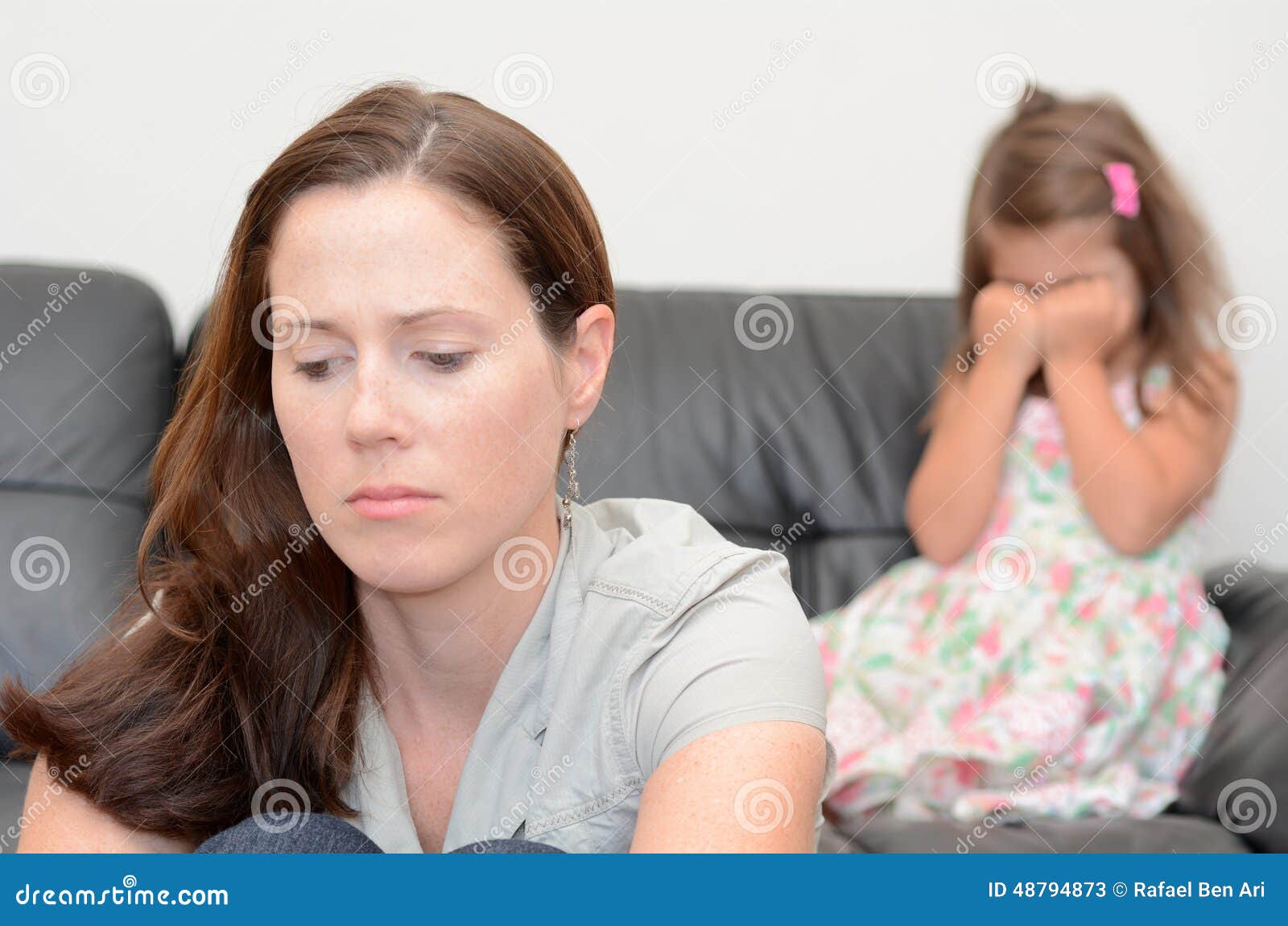 Sad mother and daughter stock image. Image of abuse, child - 48794873