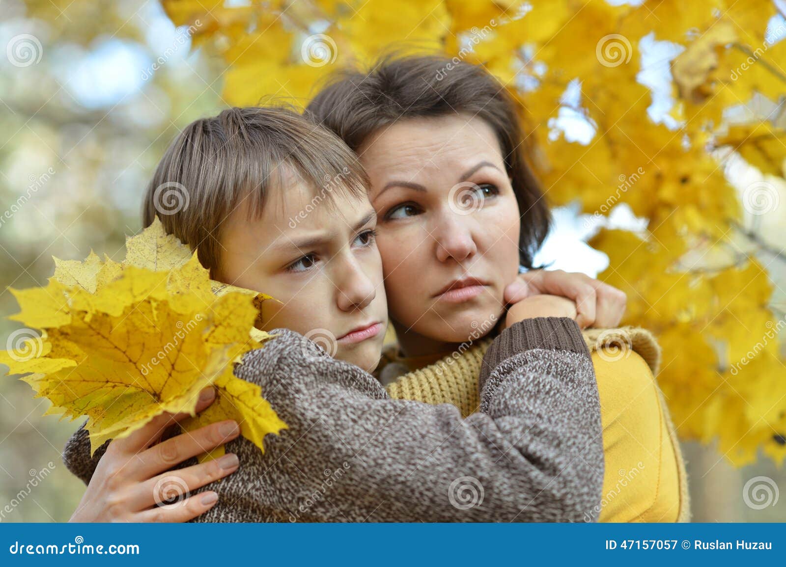 Sad mother with a son stock image. Image of childhood - 47157057