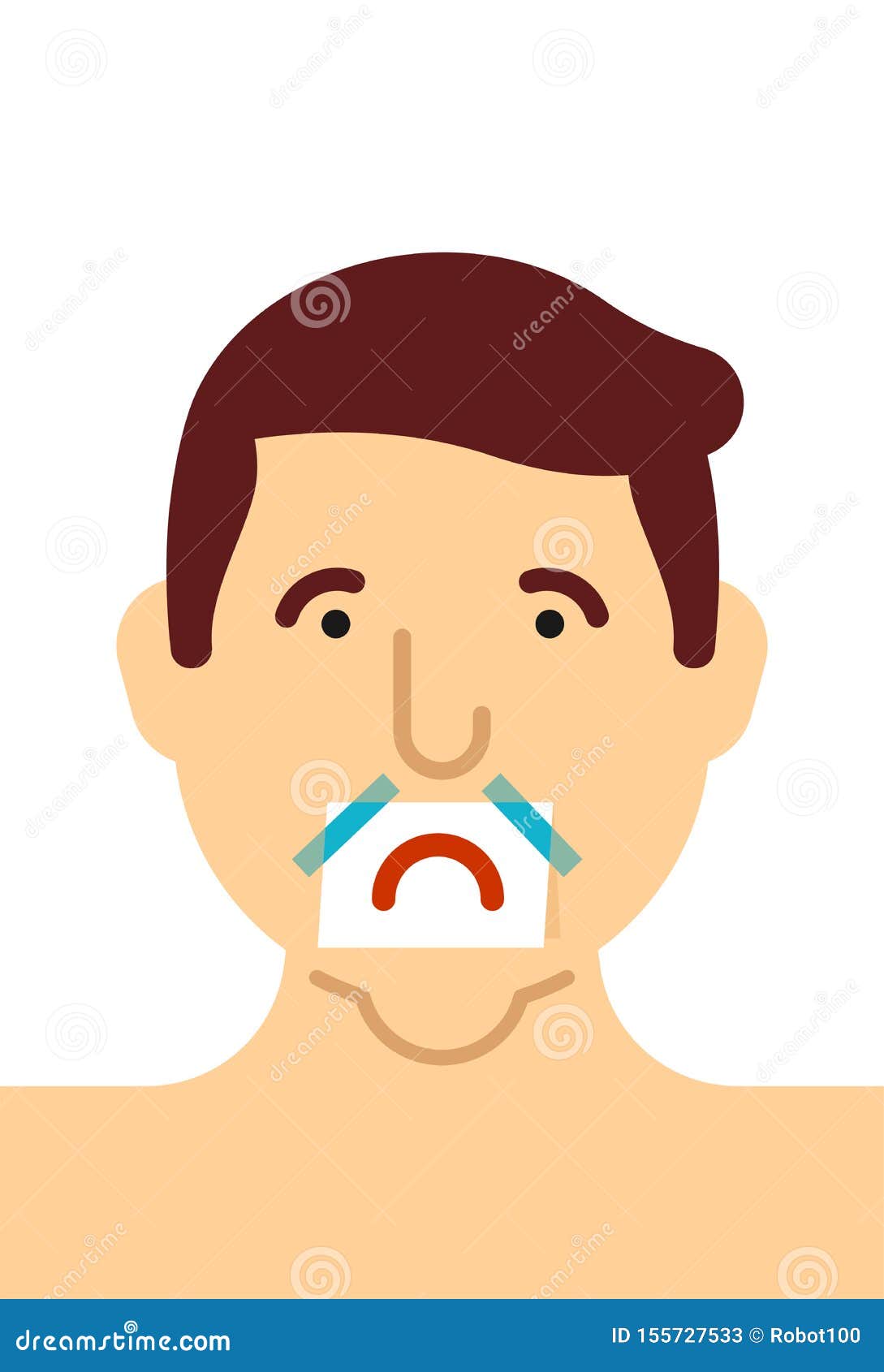 Sad Mouth. Sorrowful Red Lips On White Background. Tragic Emotions ...