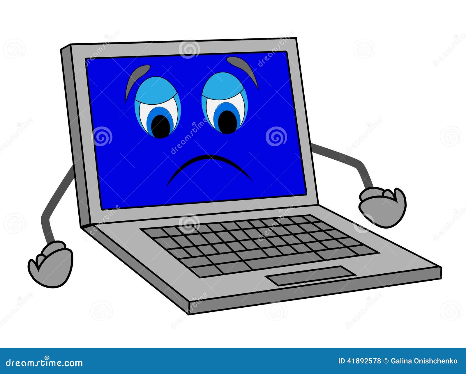 Sad Notebook with Blue Screen Stock Vector - Illustration of isolated ...