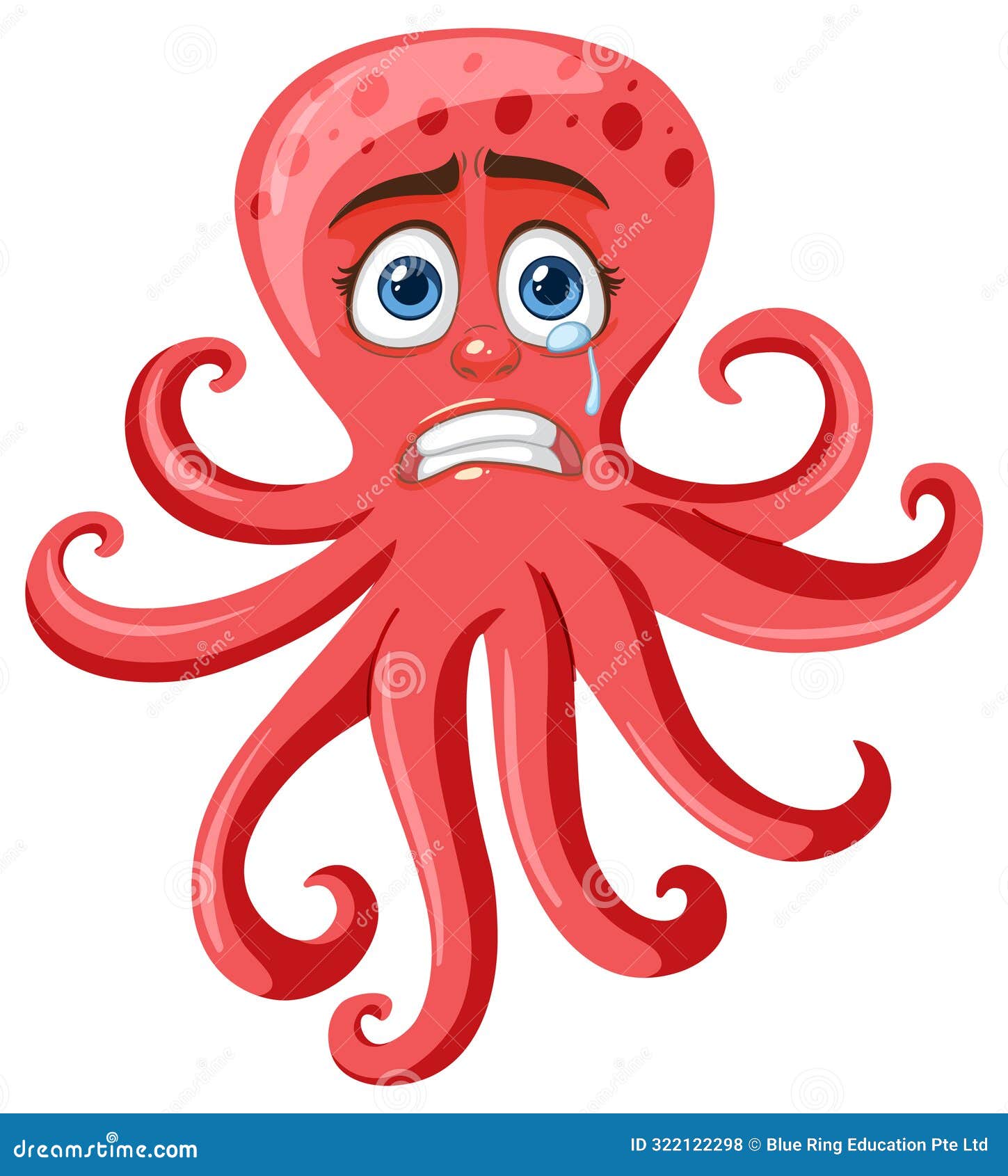 A sad octopus stock vector. Illustration of feelings - 322122298