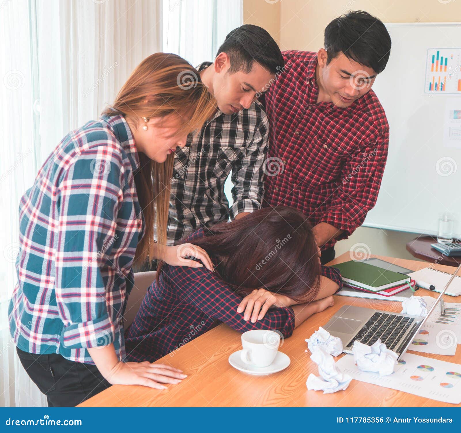 Office Worker Getting Support from Friend and Co Worker Stock Photo ...