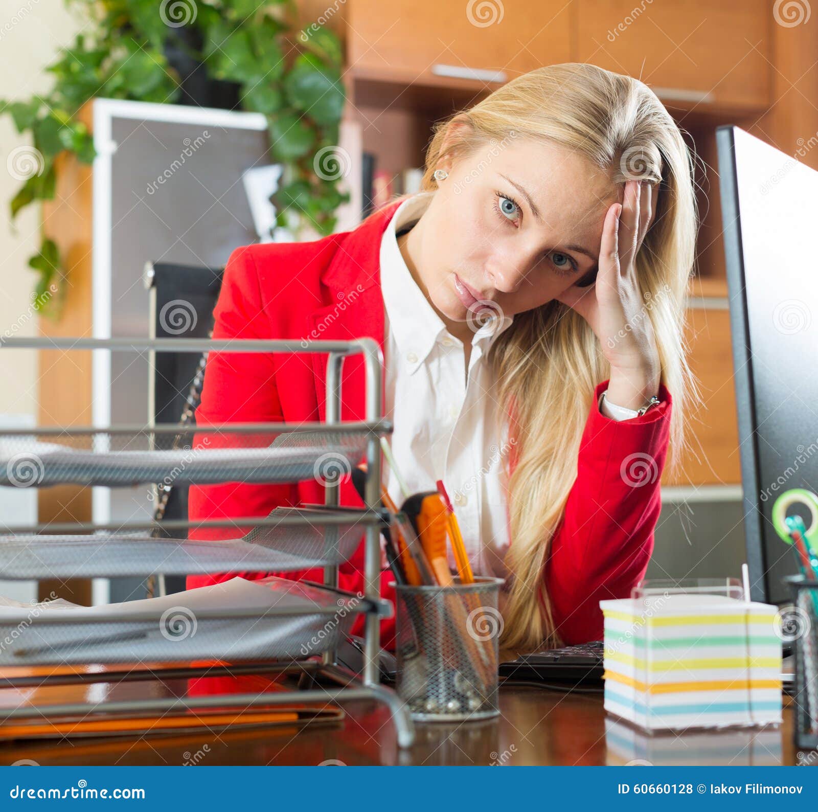 Sad office worker stock photo. Image of issue, overwork - 60660128