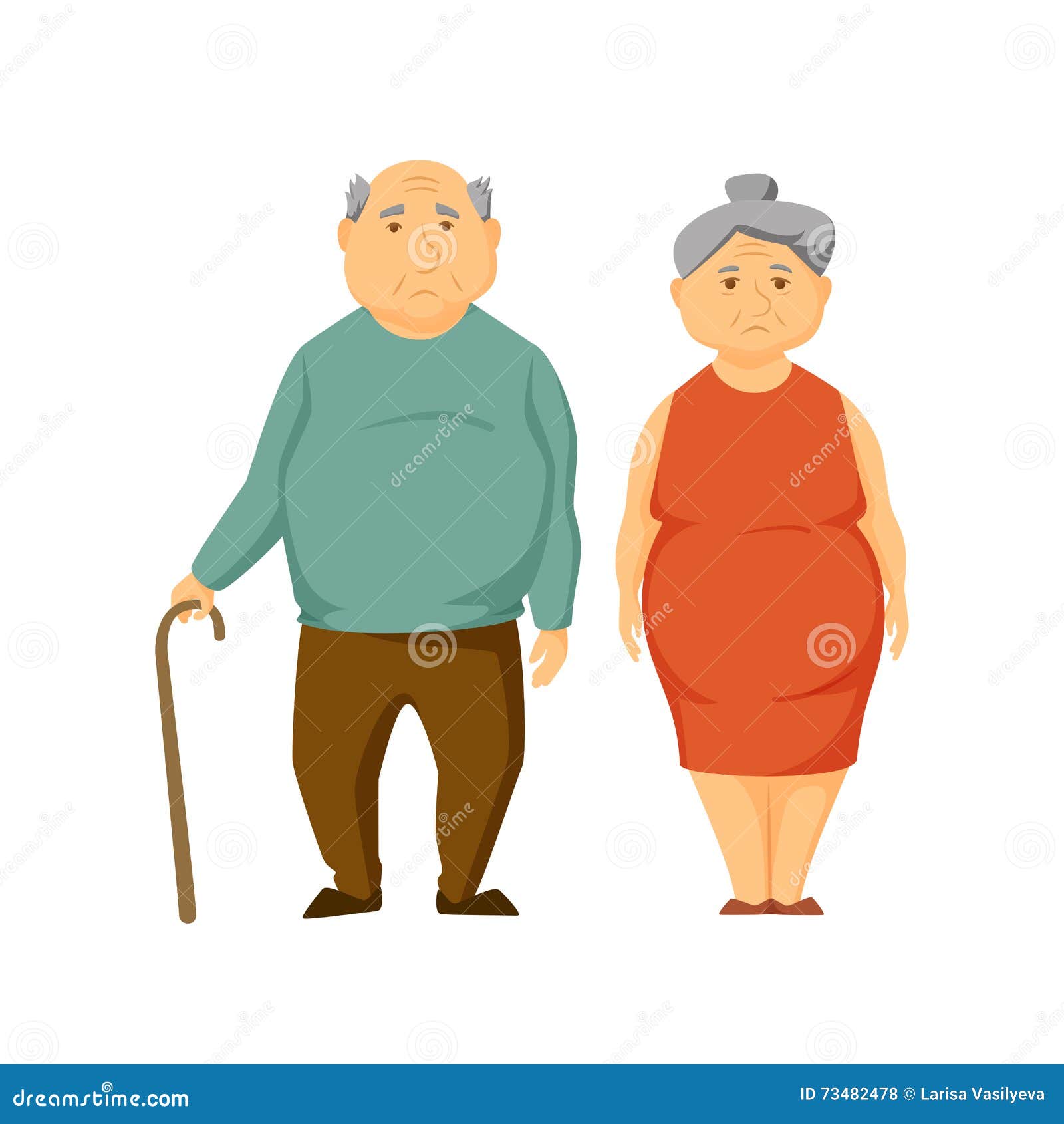 Sad Old Fat Couple Stock Vector Illustration Of Unhappy 73482478