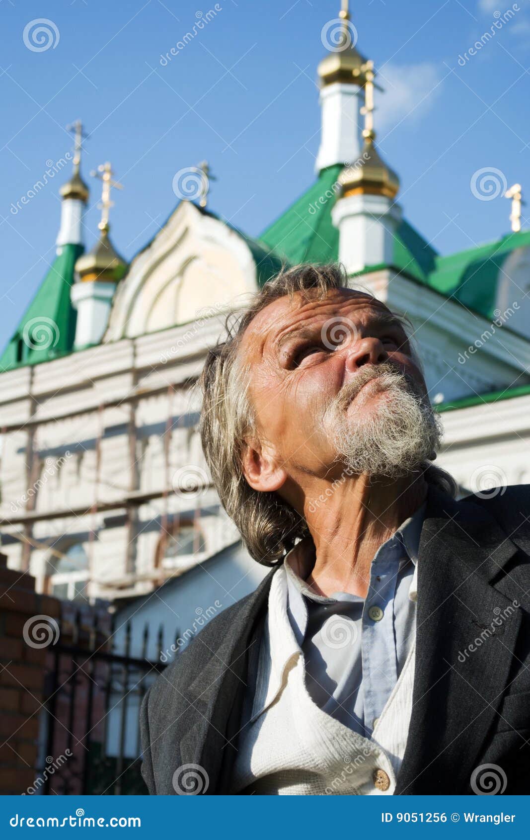 Sad old homeless man stock photo. Image of orthodox, church - 9051256