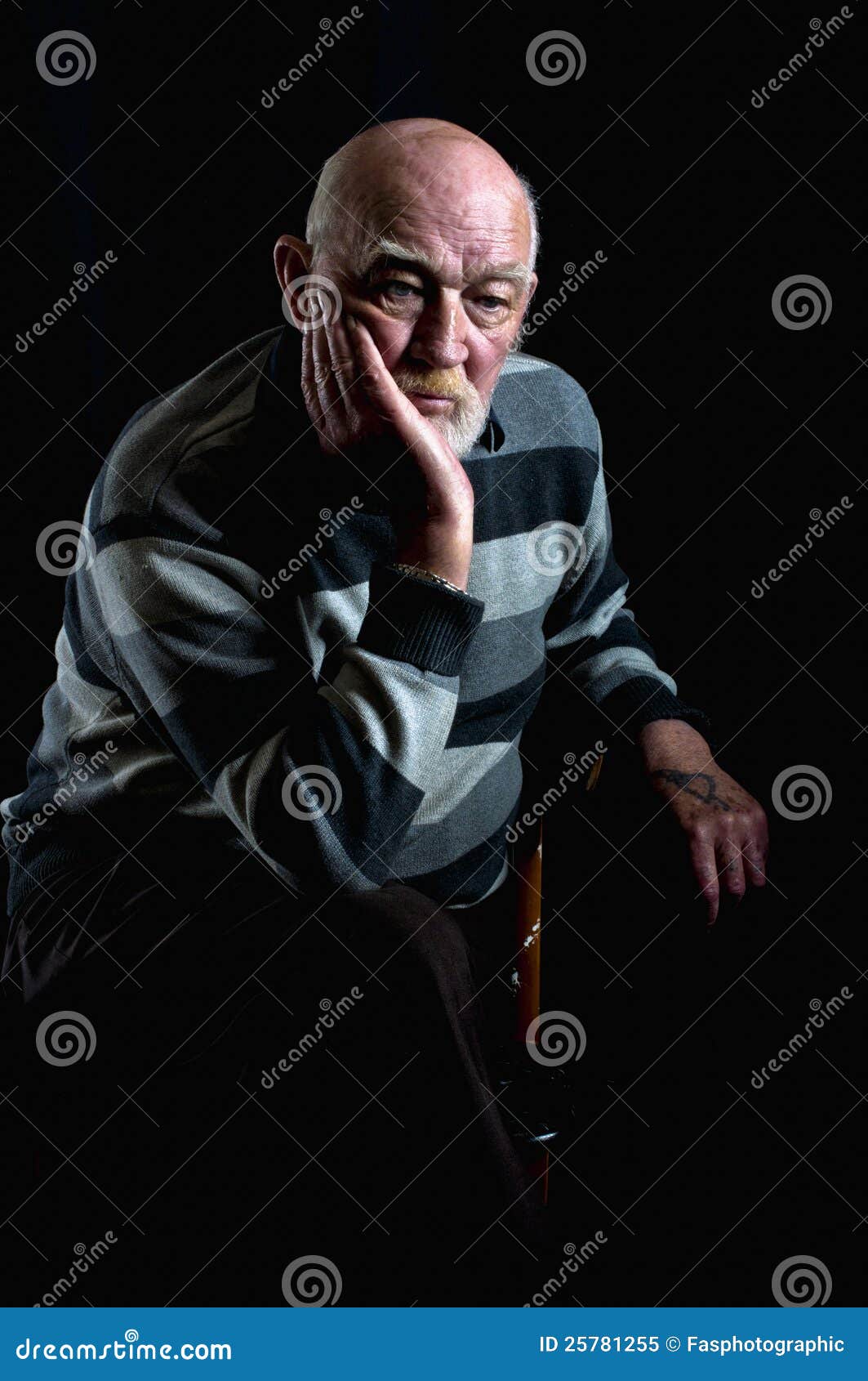 Sad old man stock image. Image of retired, hand, copyspace - 25781255