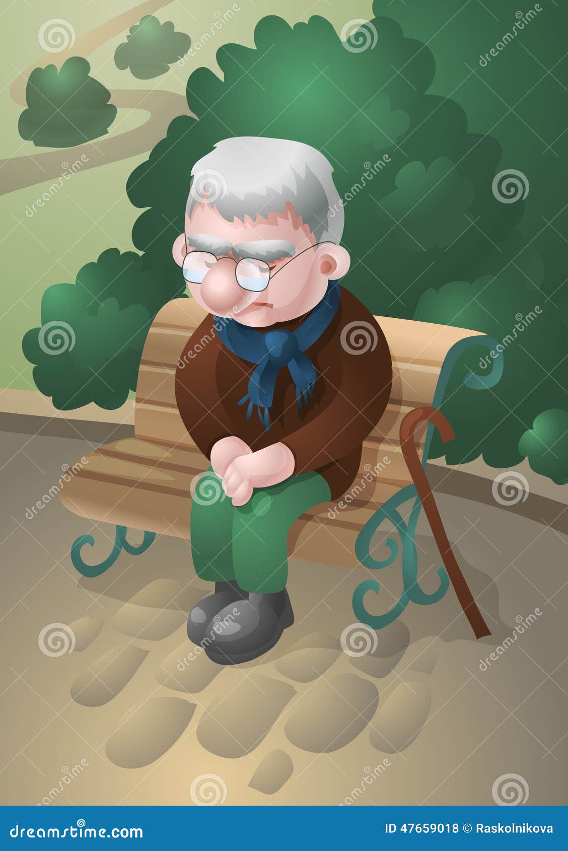 Lonely Old Man Cartoon