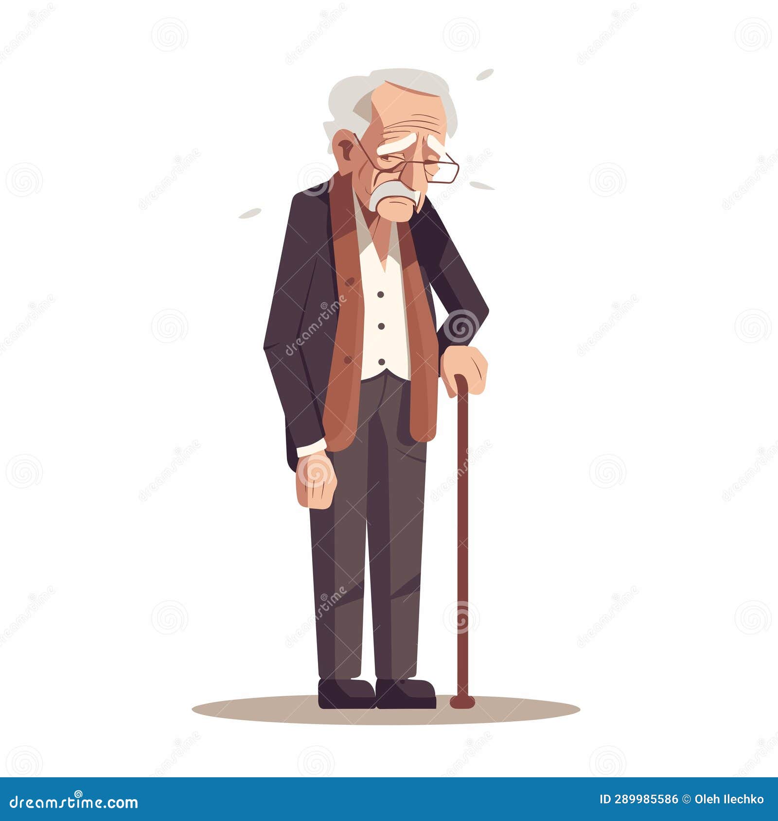 Sad Old Man Vector Flat Minimalistic Isolated Illustration Stock Vector ...
