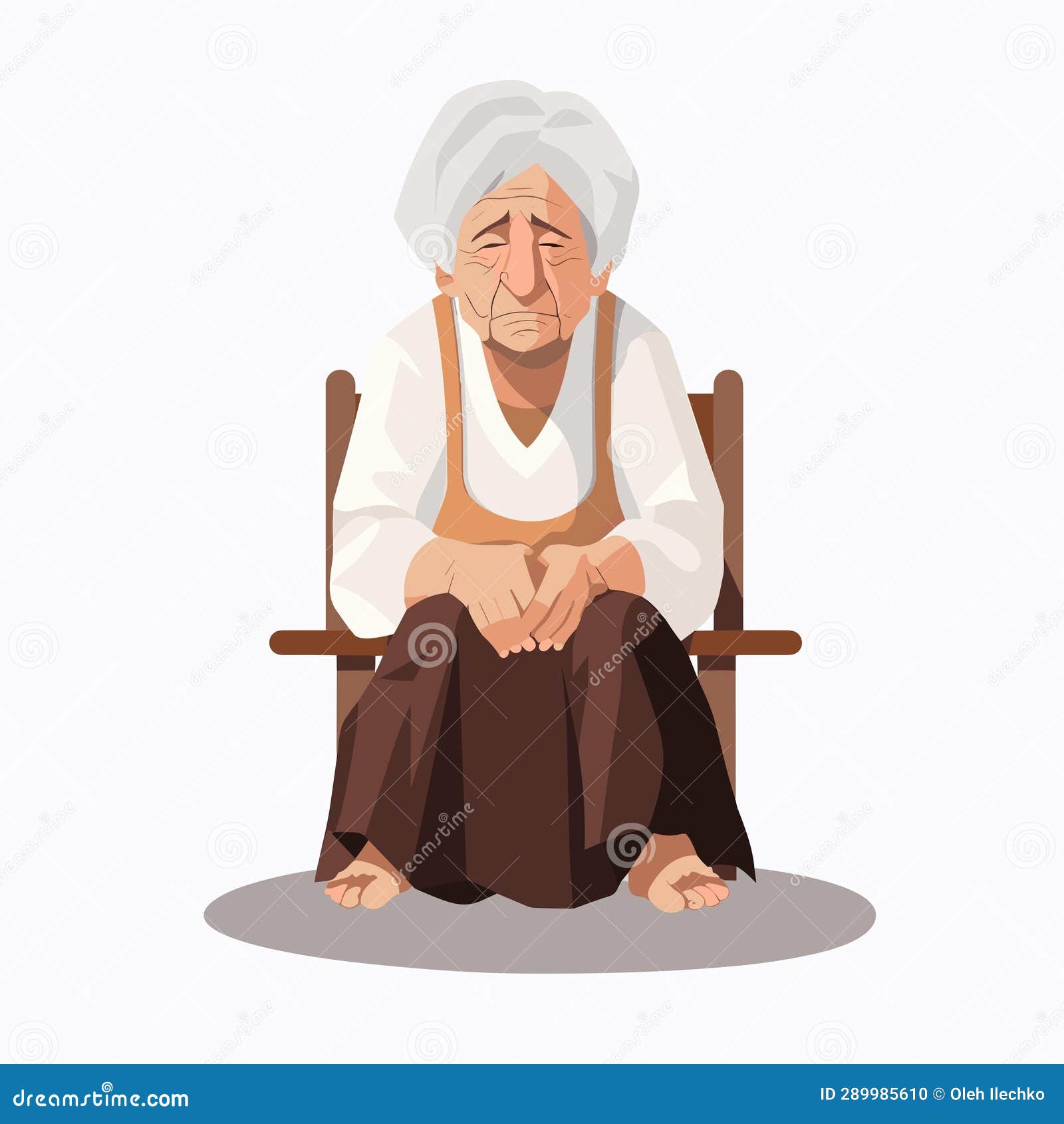 Sad Old Woman Vector Flat Minimalistic Isolated Illustration Stock ...