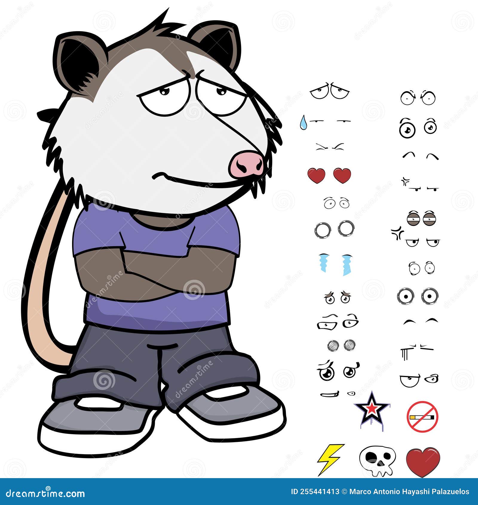 Angry Opossum Looking Back And Screaming Vector Illustration ...