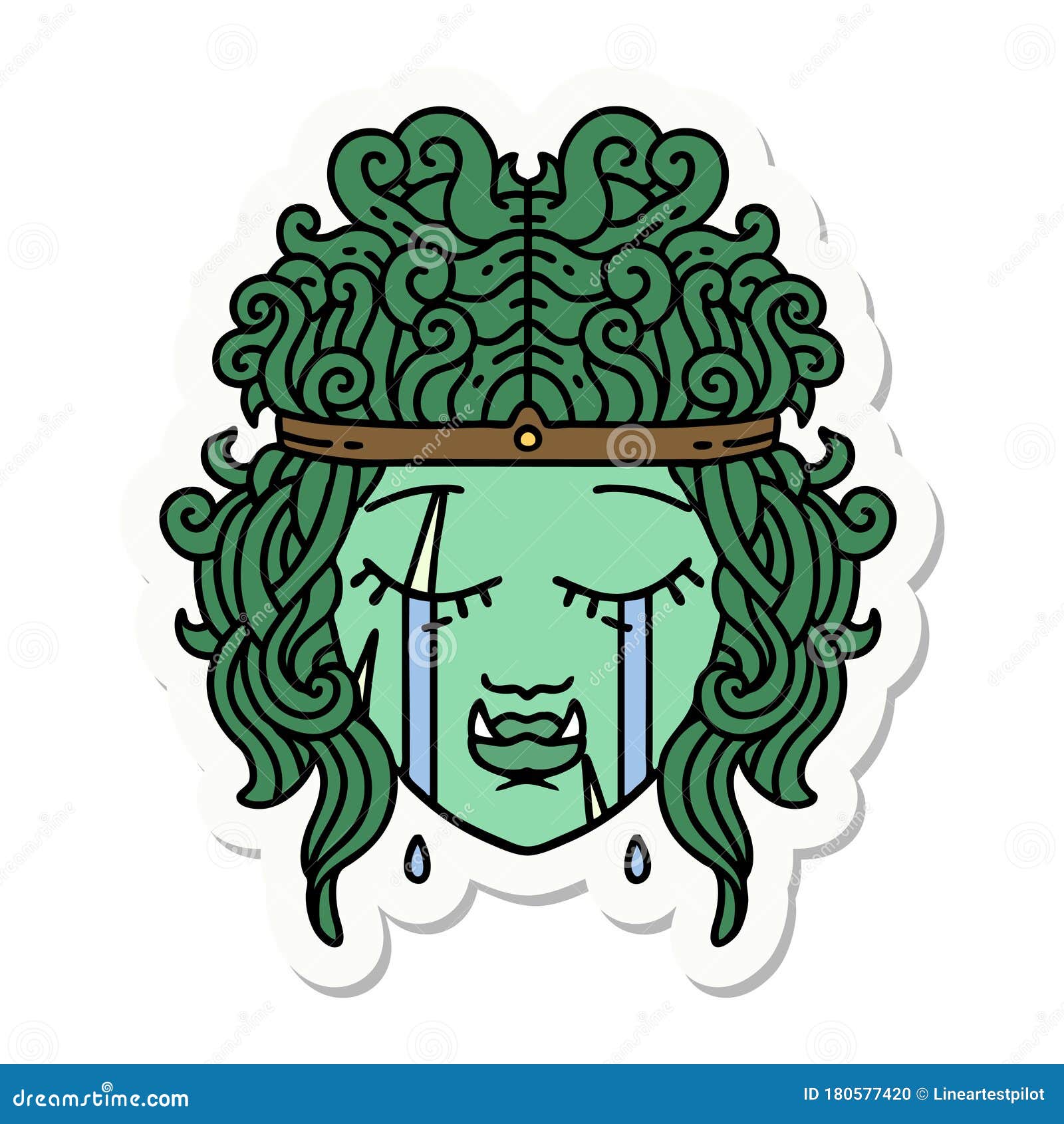 Sad Orc Barbarian Character Face Sticker Stock Vector - Illustration of ...