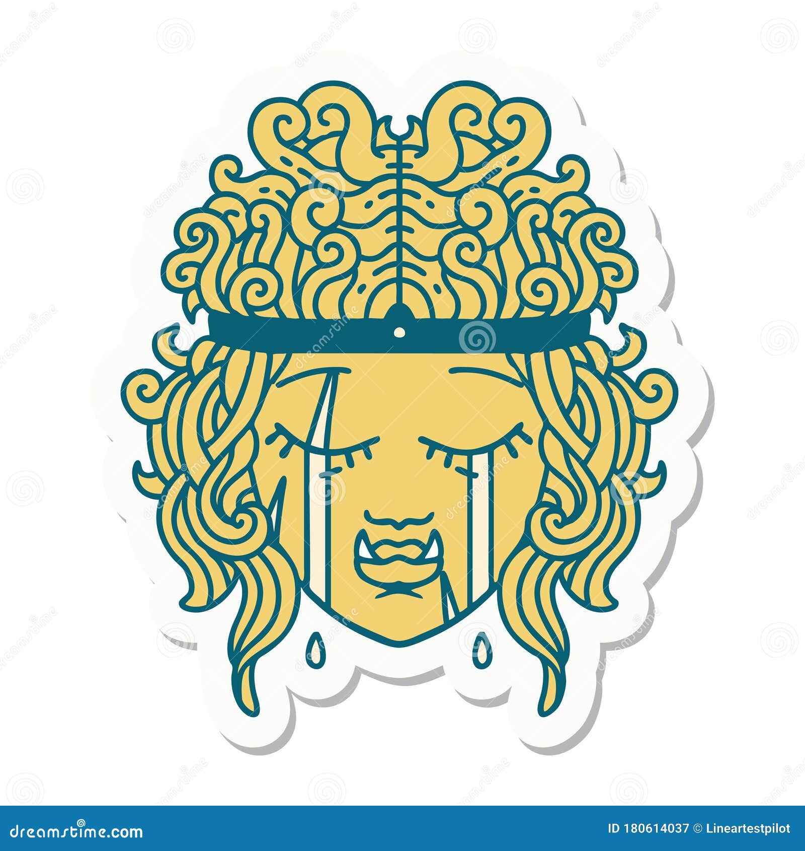Sad Orc Barbarian Character Face Sticker Stock Vector - Illustration of ...