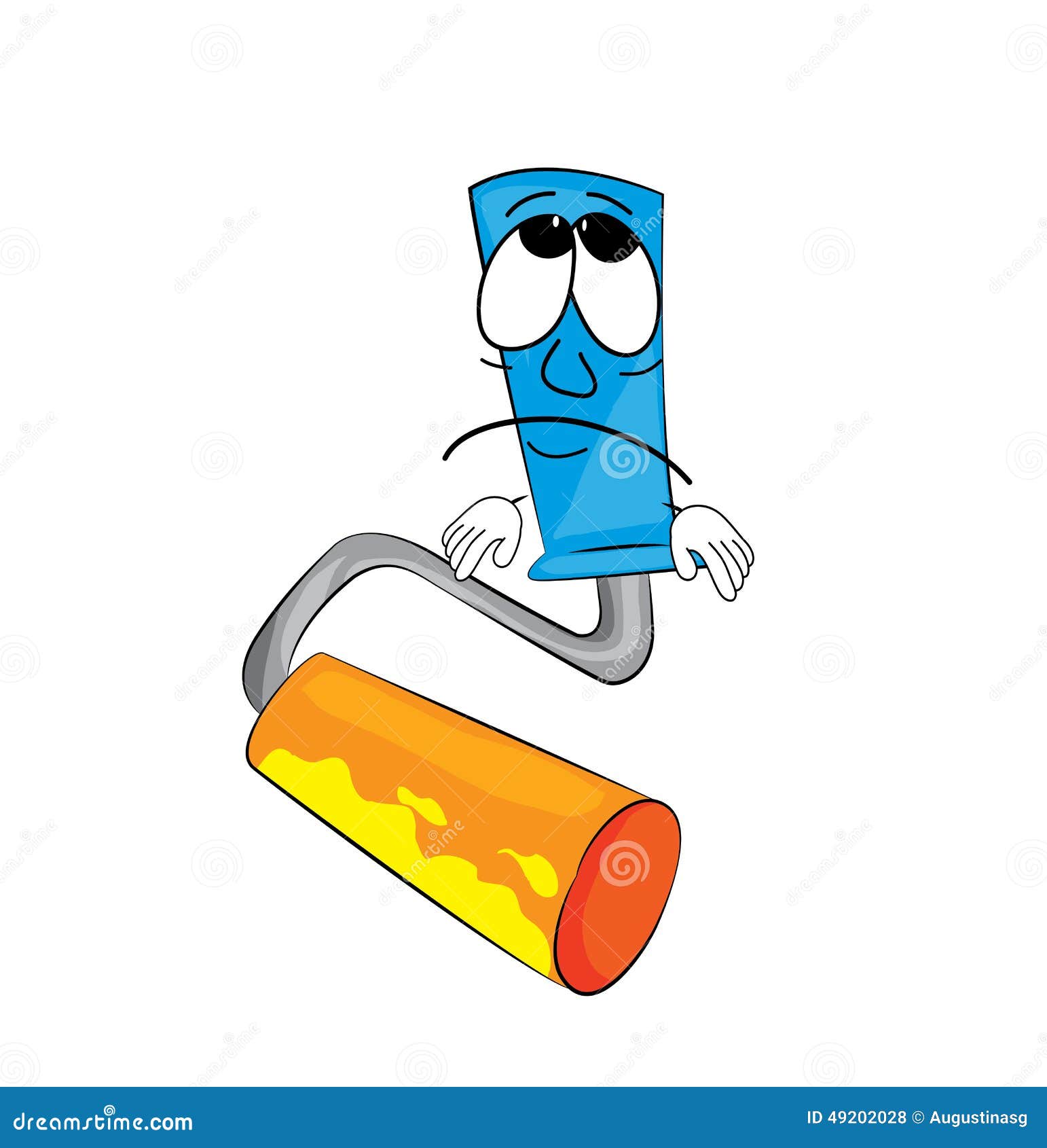 Sad Painting Roller Cartoon Stock Illustration - Illustration of ...