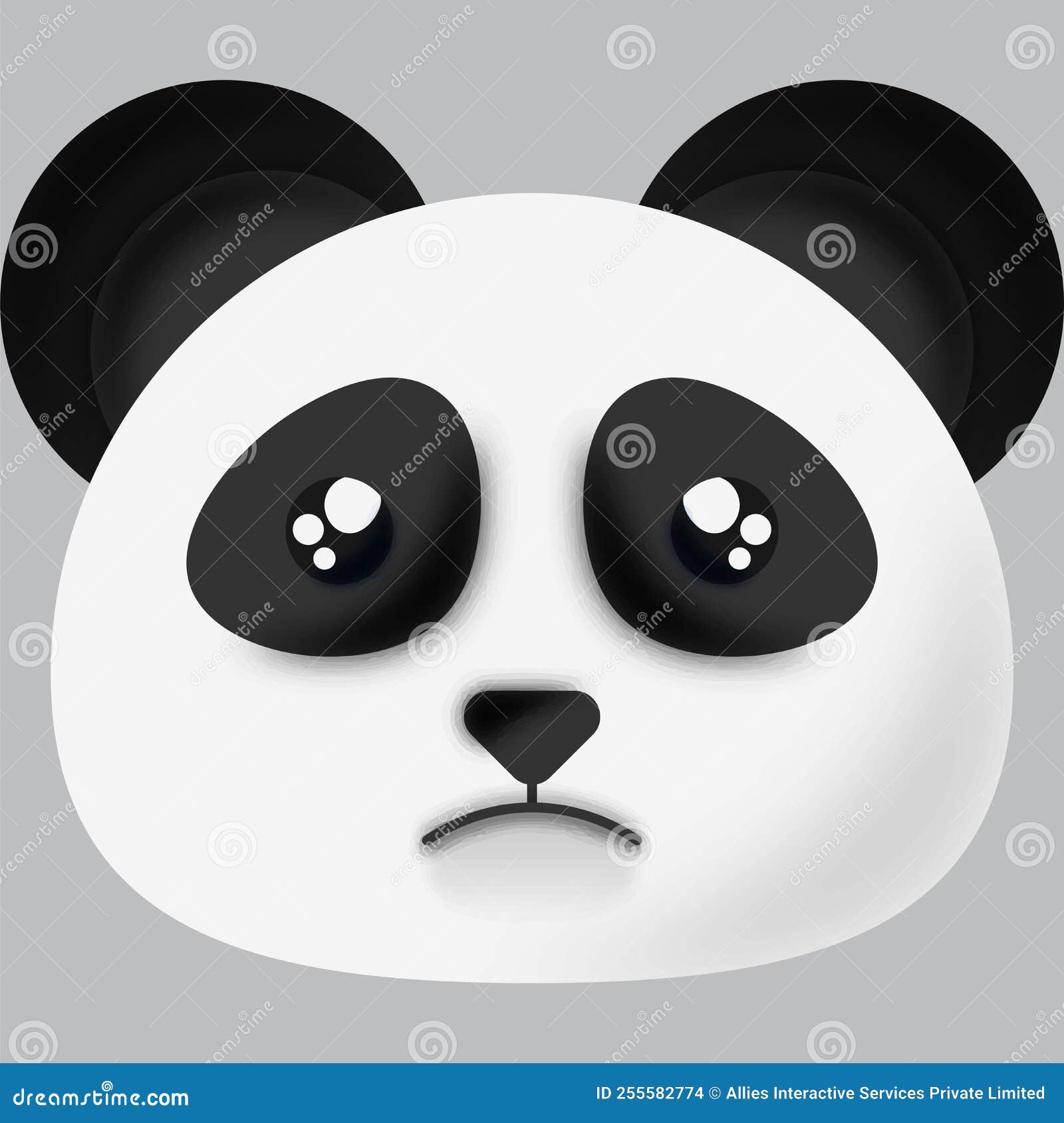 Sad Panda Animal Cartoon Face Over Grey Stock Illustration ...