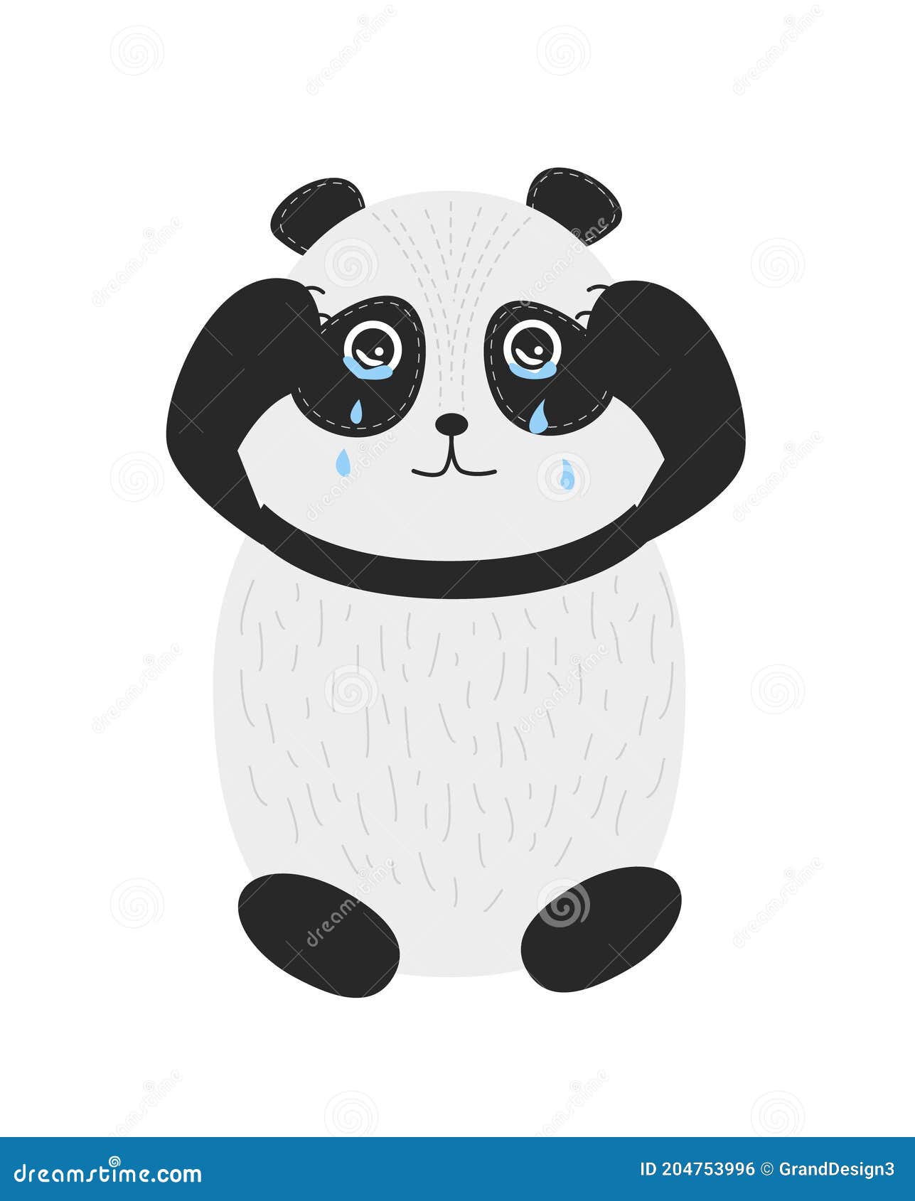 Sad Panda. the Panda is Crying. Vector Illustration. Stock Vector ...