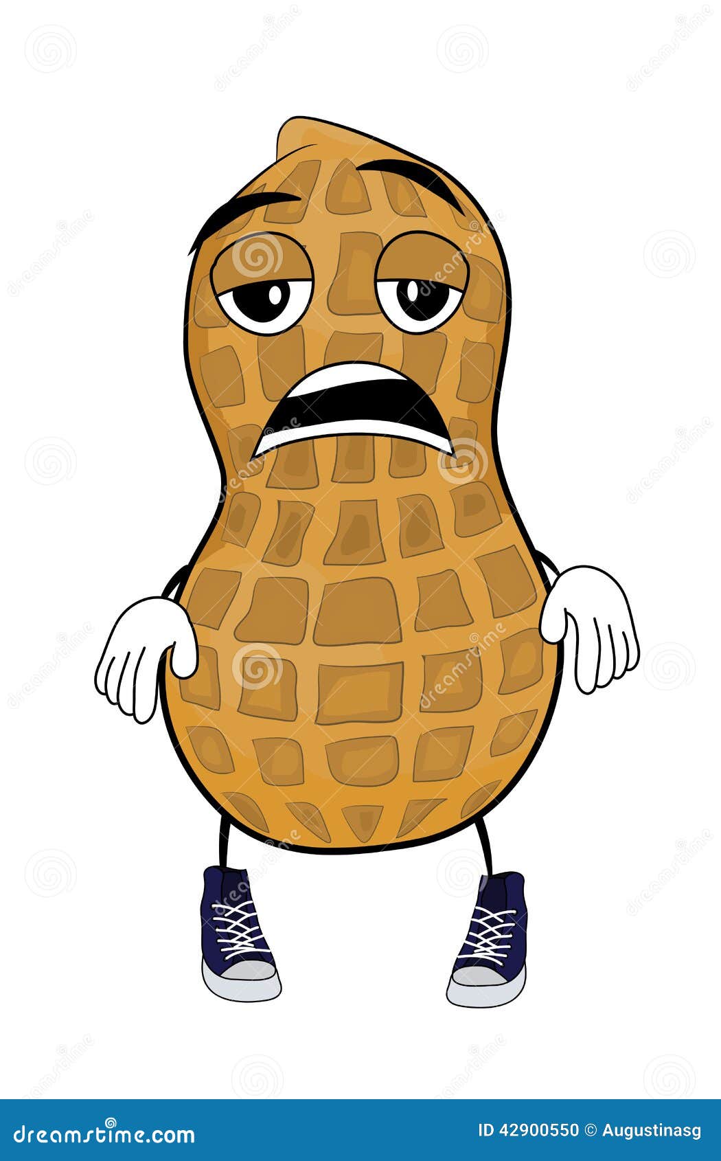 Sad Peanut Cartoon Character Stock Illustration - Illustration of eyes ...