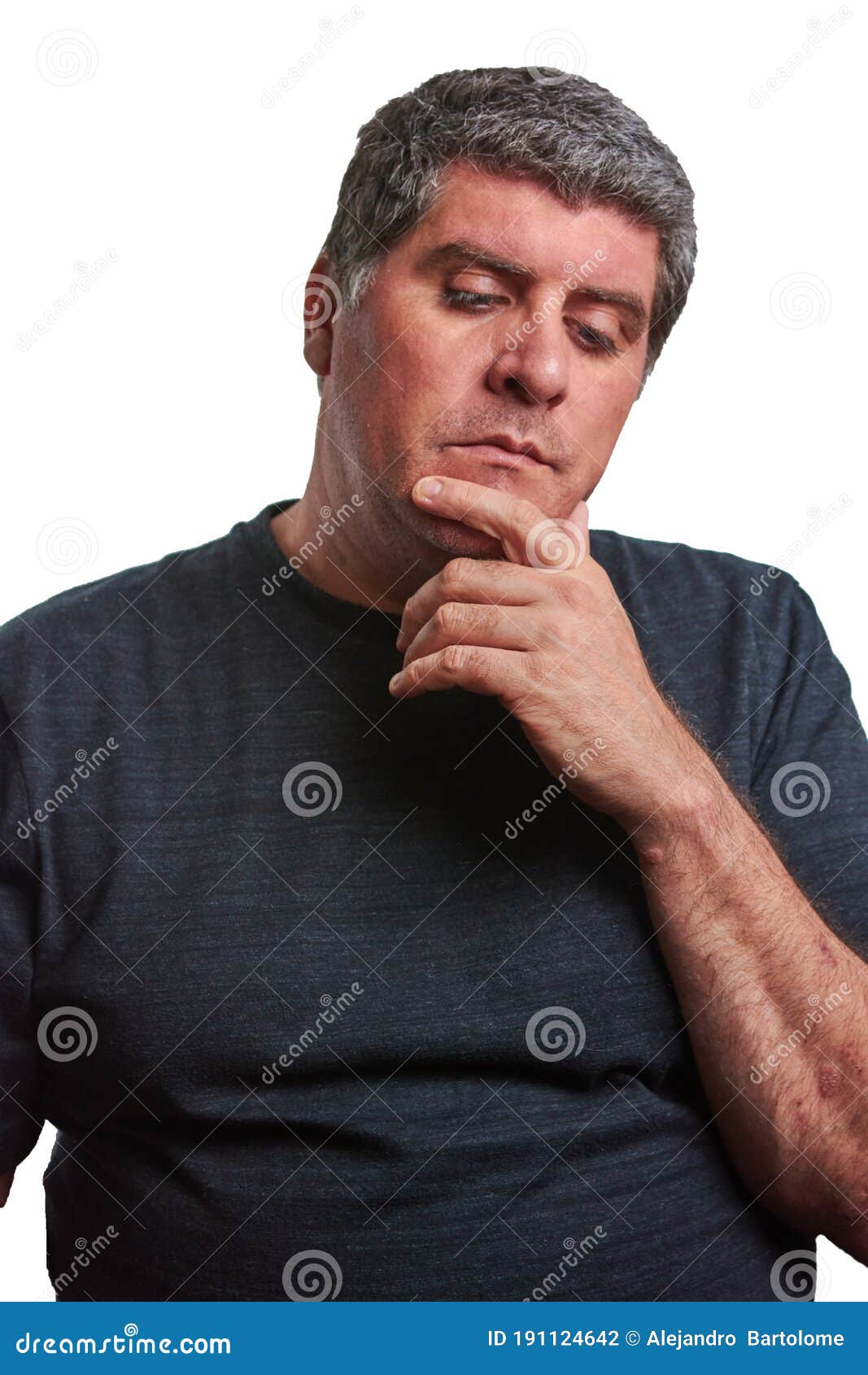 A Sad, Pensive Man with a Black T-shirt Stock Photo - Image of portrait ...