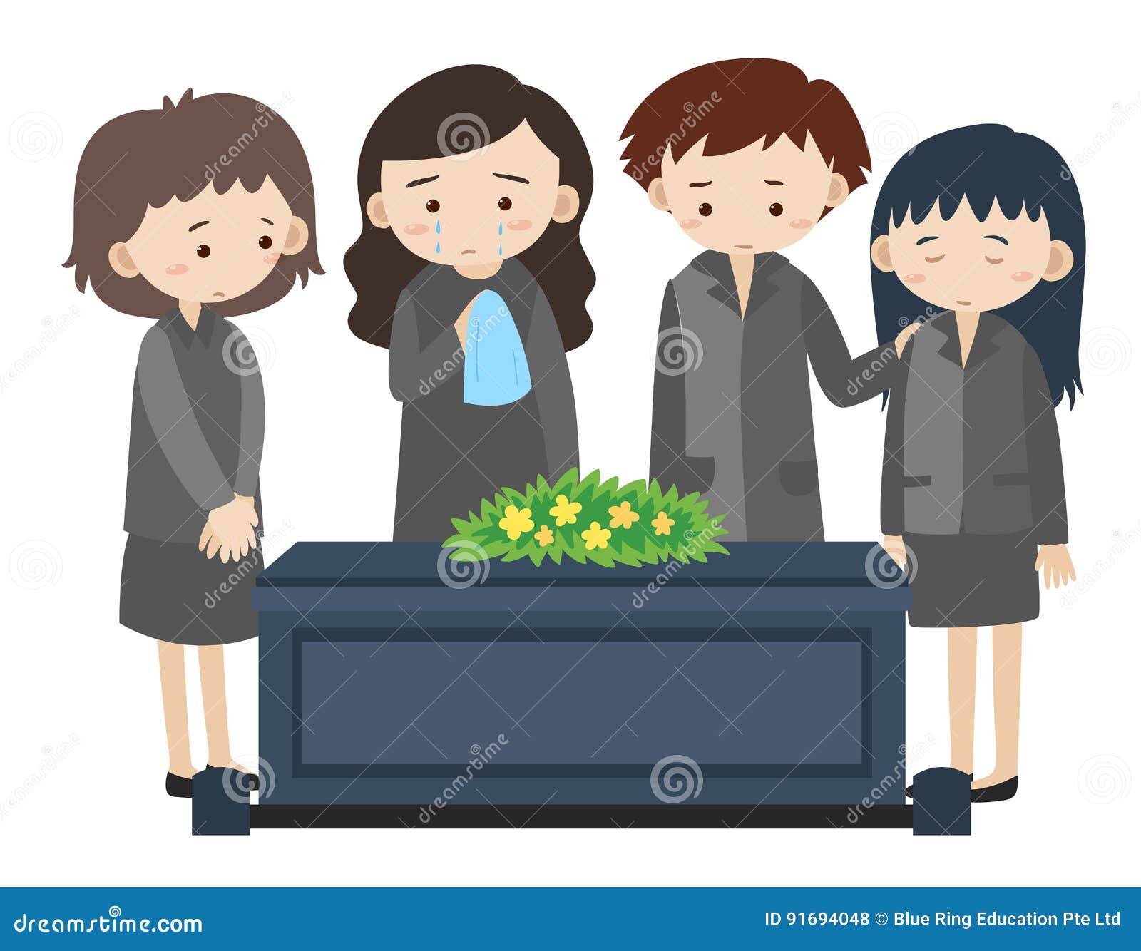 Sad People Crying at Funeral Stock Vector - Illustration of white ...
