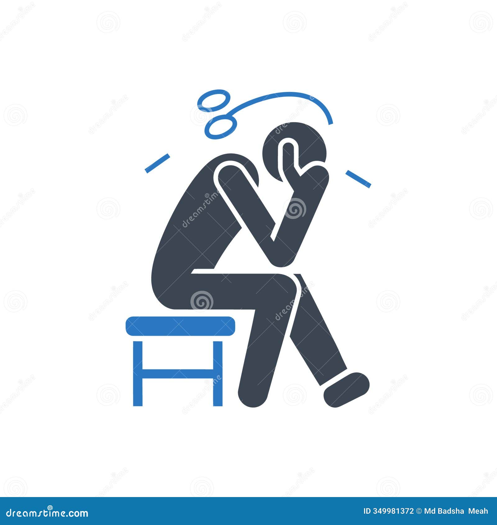 Sad Person Sitting Alone Icon Stock Illustration - Illustration of ...