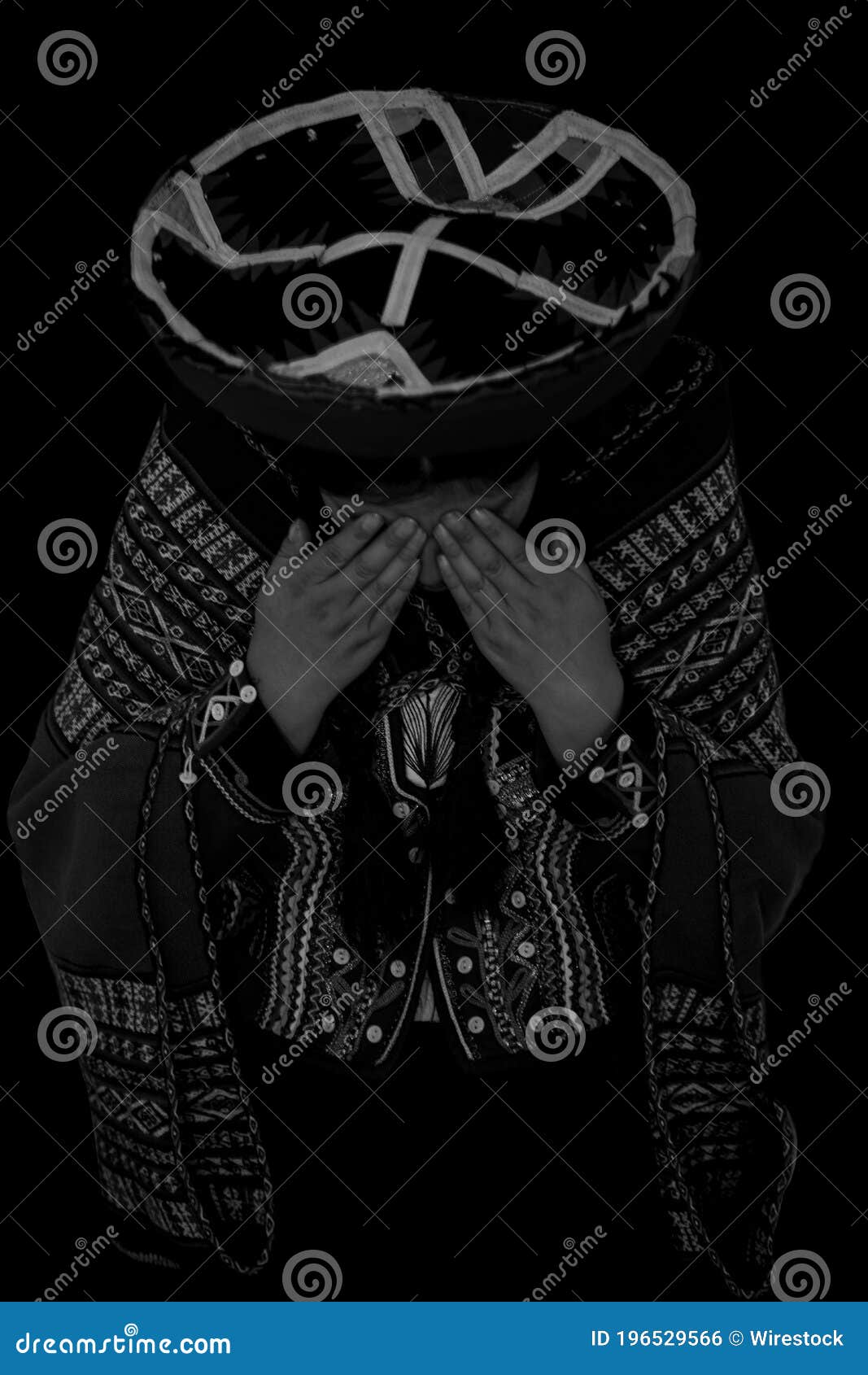 Sad Peruvian Peasant with Back and White Filter Stock Photo - Image of ...