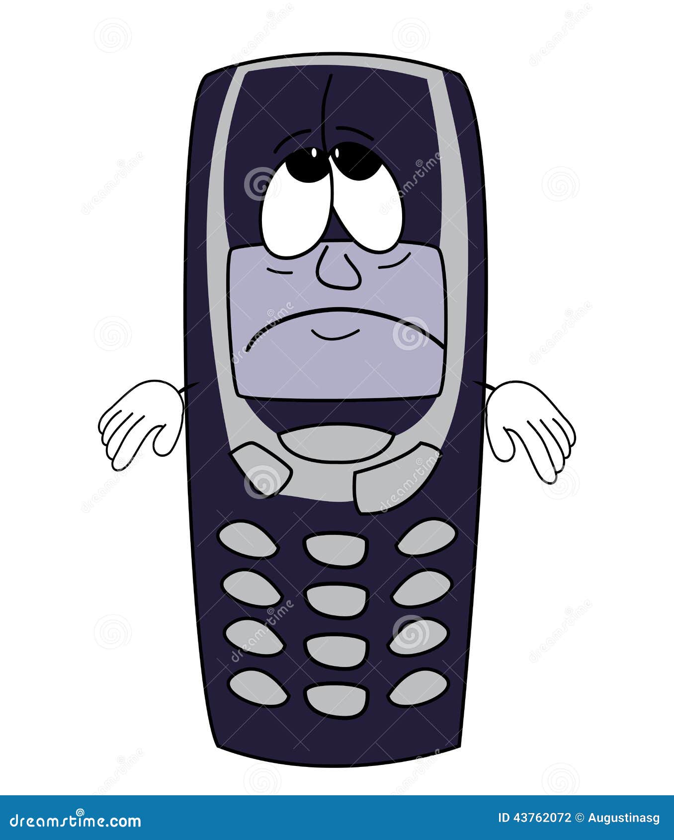 Sad phone cartoon stock illustration. Illustration of mobile - 43762072