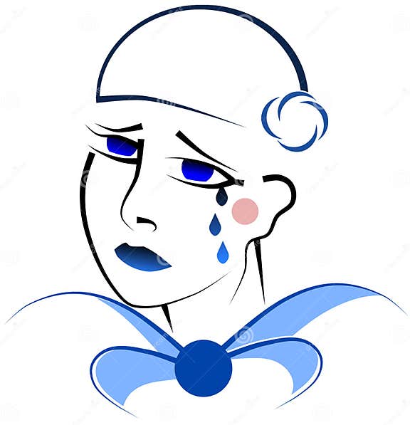Stylized Sad Pierrot Isolated Stock Image - Illustration of female ...