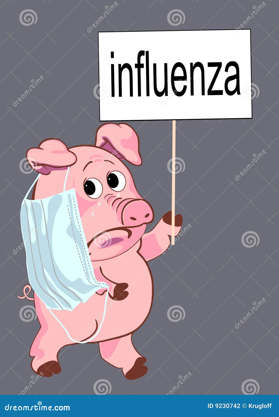 Sad pig with a sign stock vector. Illustration of pork - 9230742
