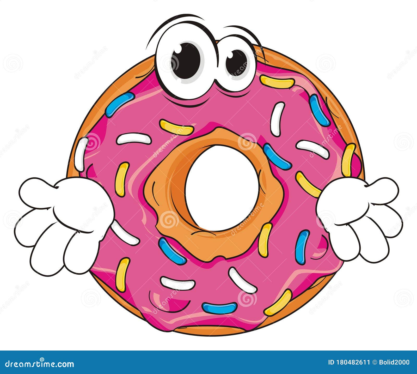Sad pink donut stock illustration. Illustration of shape - 180482611