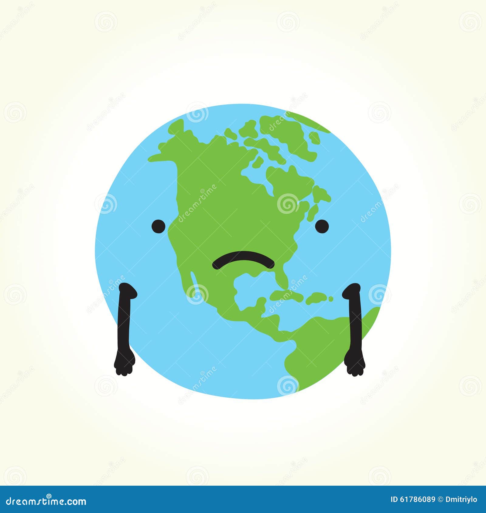 Sad planet Earth stock vector. Illustration of protection - 61786089