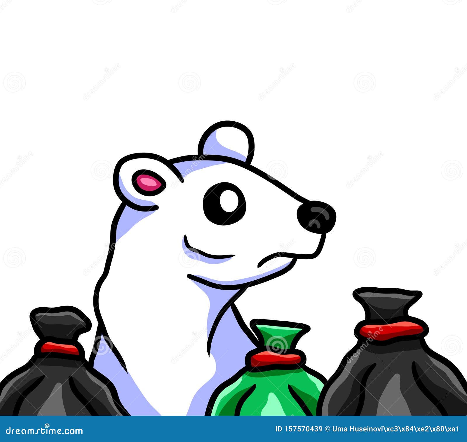 Sad Polar Bear Surrounded by Trash Stock Illustration - Illustration of ...