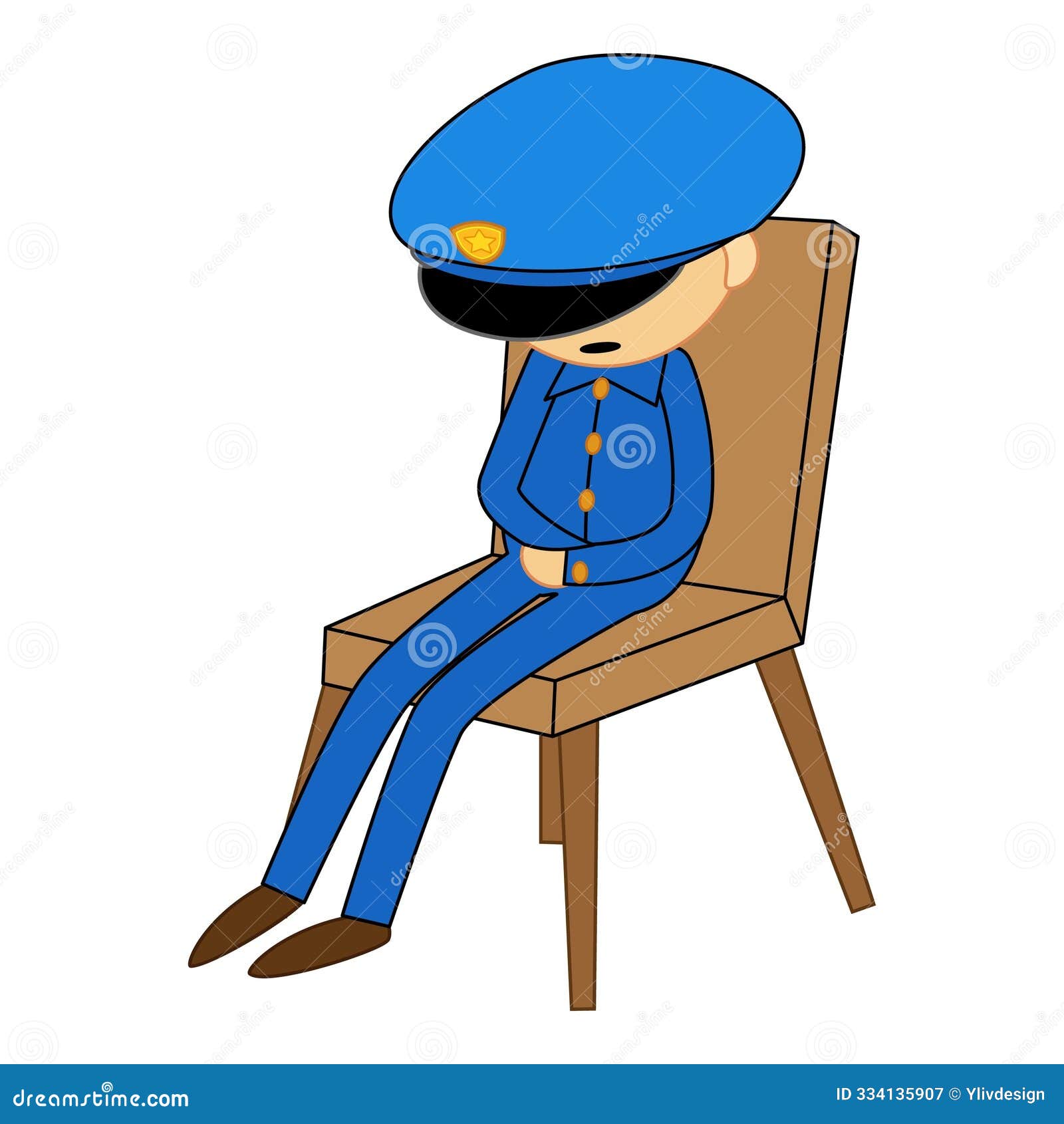 Sad Policeman Sitting on a Chair Looking Down Stock Illustration ...